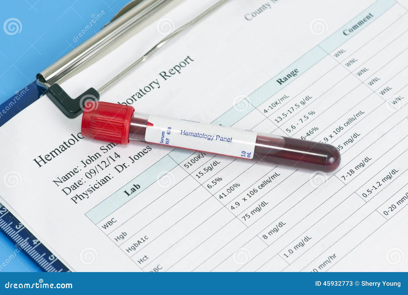Hematology Report stock image. Image of disease, blood - 45932773