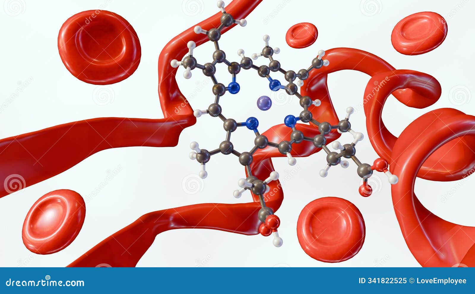 Heme Molecule, Protein Structure and Red Blood Cells. Stock ...