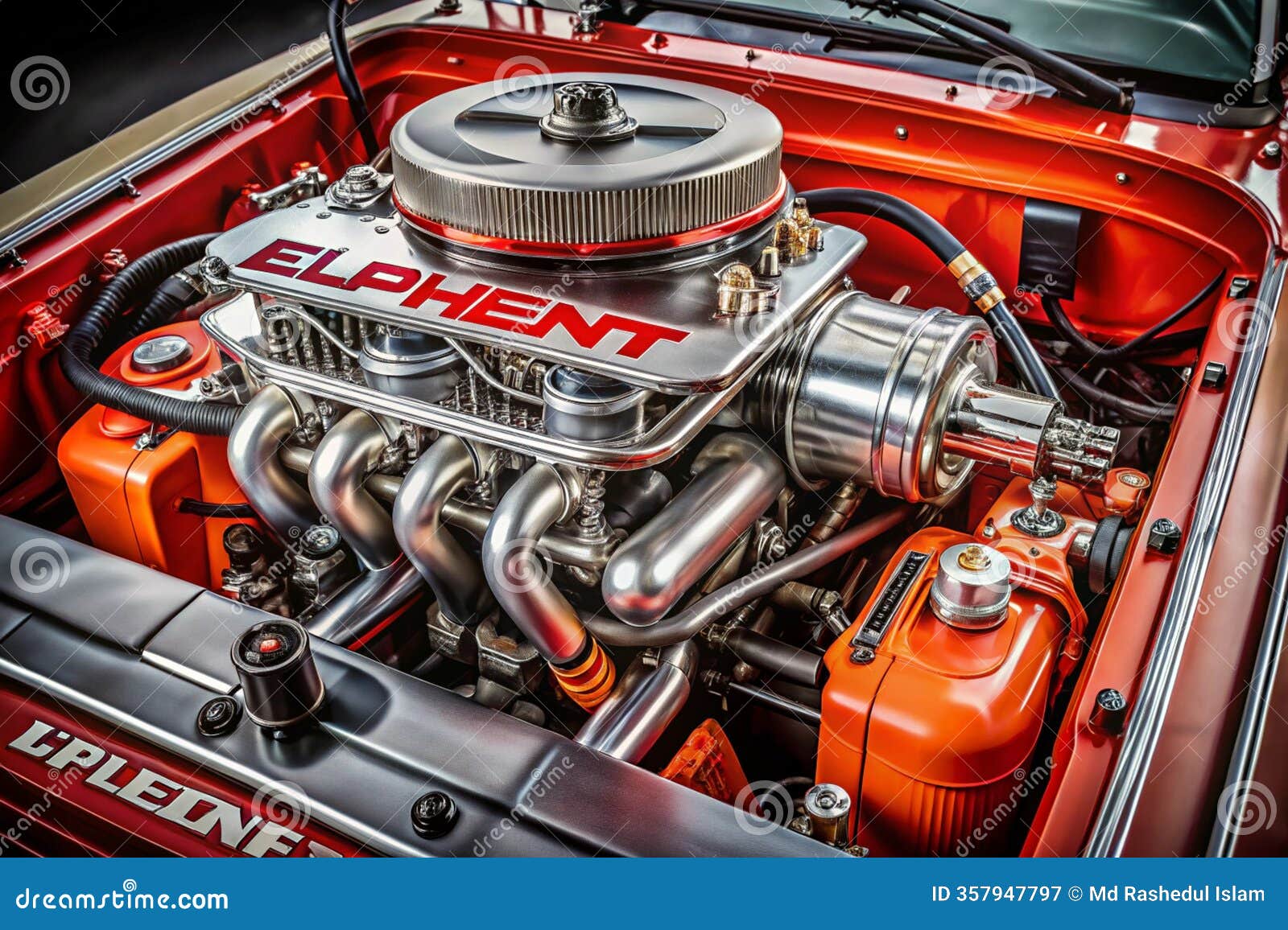 V8 Hemi Engine Emblem With Flames And Grunge Option Cartoon Vector | CartoonDealer.com #43288807