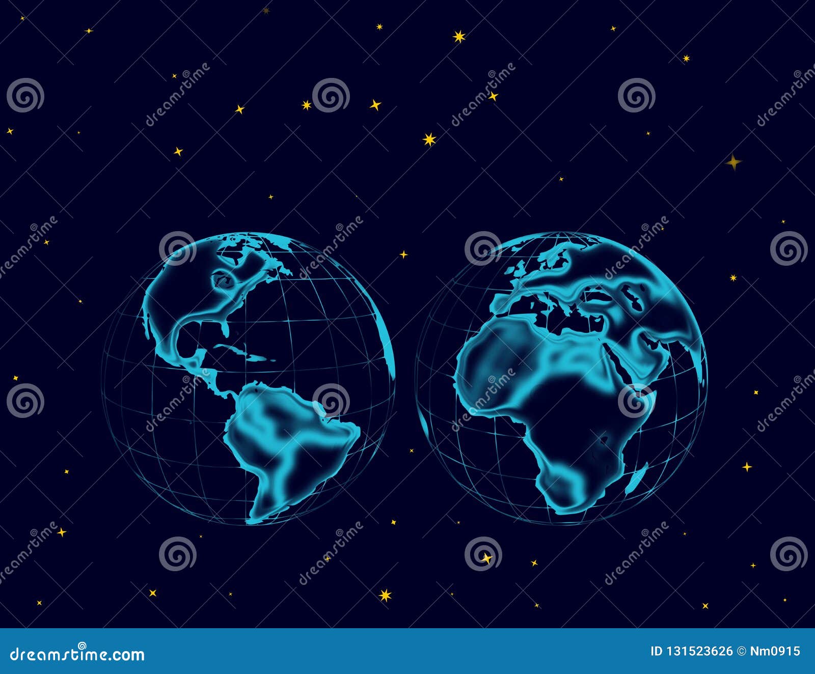 Hemispheres of the Globe and Space with Stars Stock Illustration ...