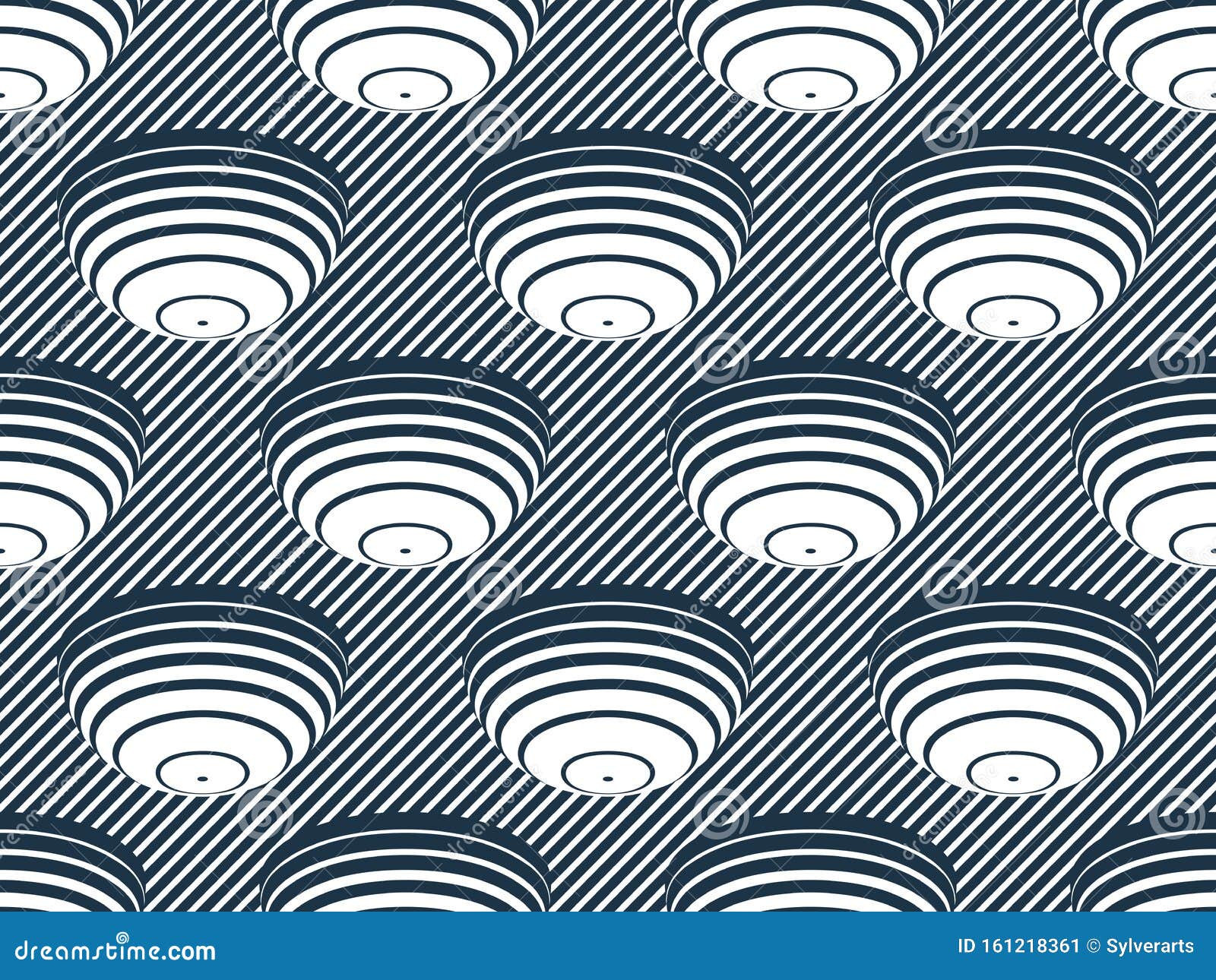 Hemispheres Lined Optical Illusion Seamless Pattern, Vector Repeat ...