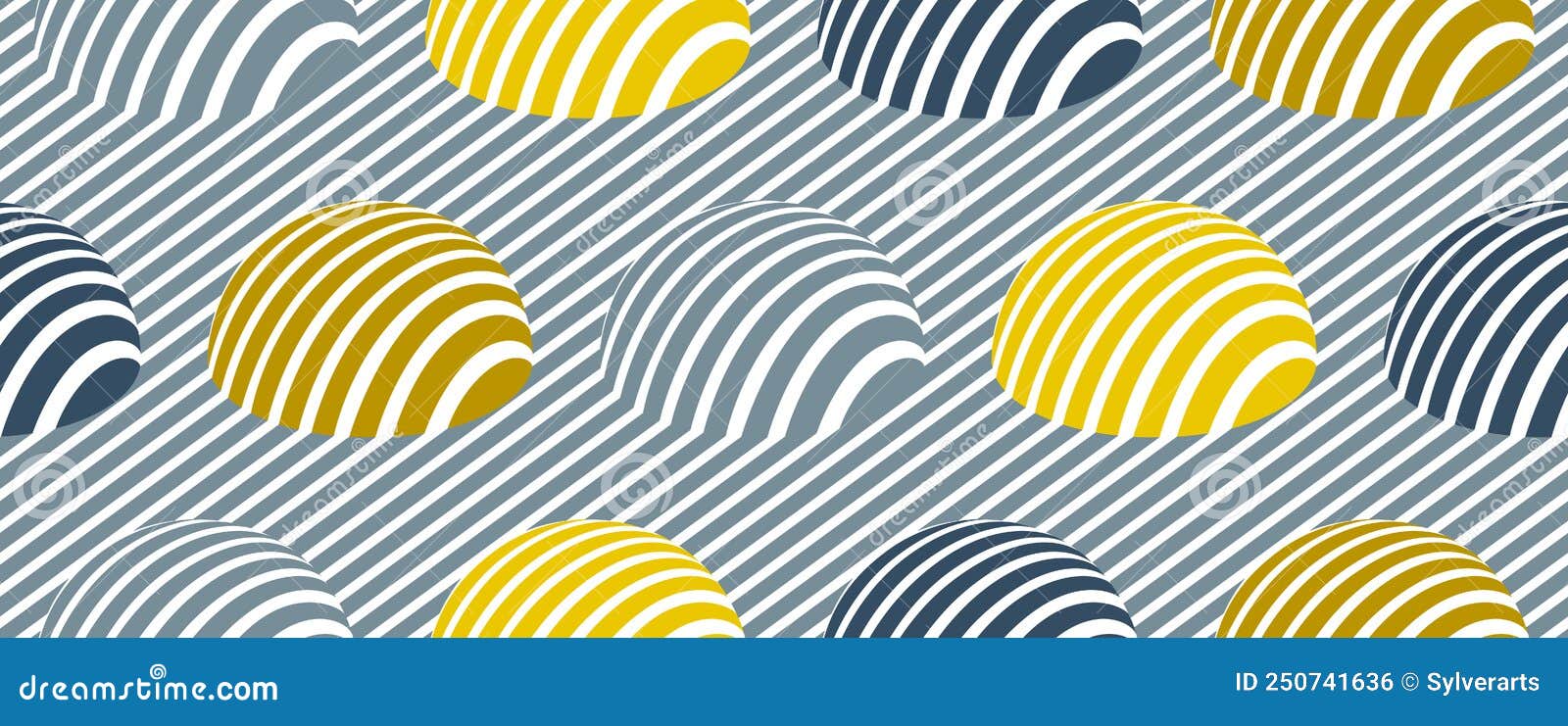 Hemispheres Lined Optical Illusion Seamless Pattern, Vector Repeat ...