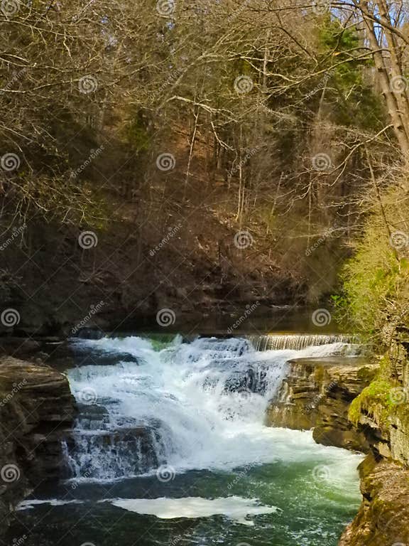 Hemlock Waterfall Springtime at Cornell University Stock Image - Image ...