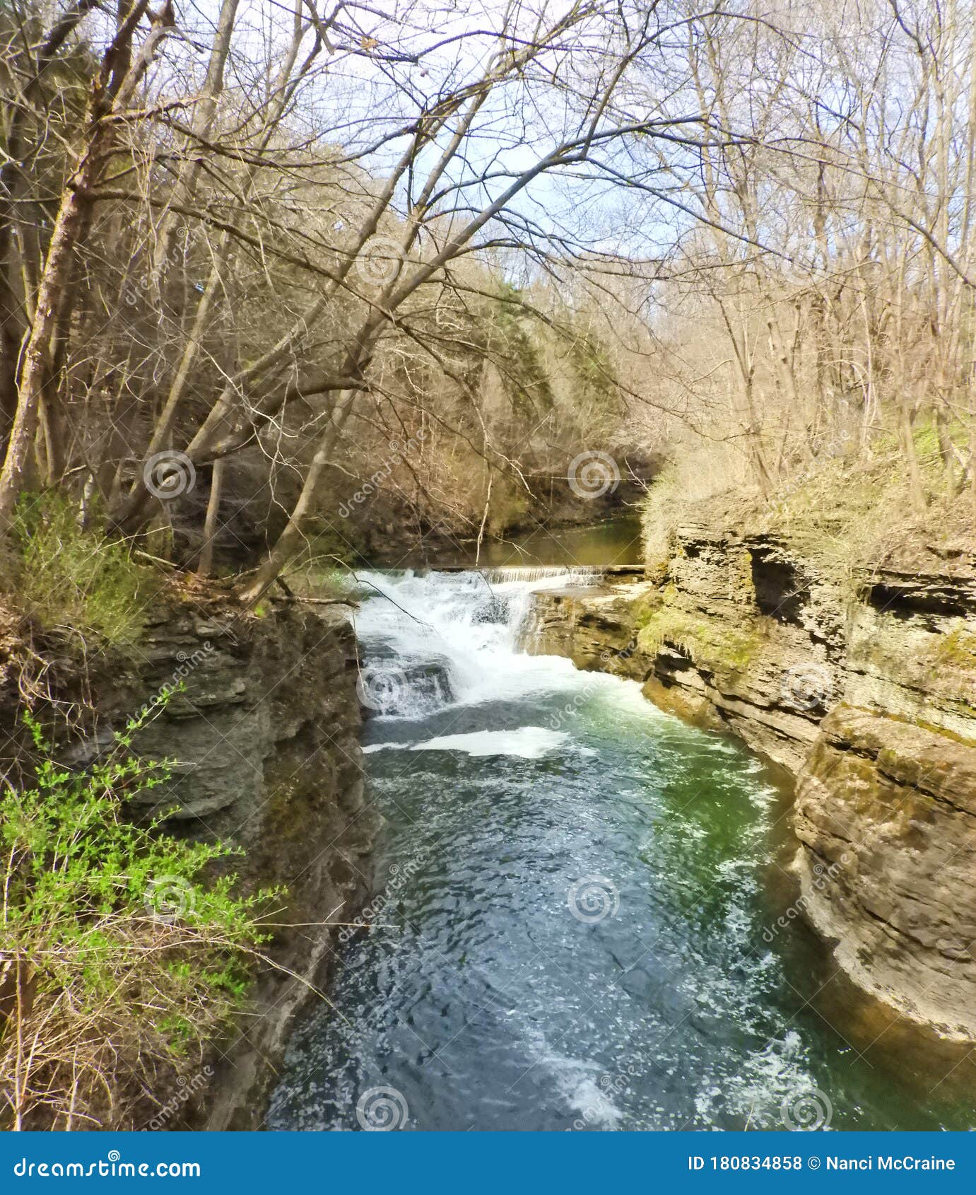 Hemlock Waterfall Feeds into Beebe Lake at Cornell Stock Photo - Image ...