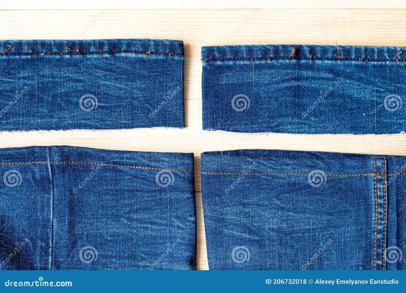 Hemmed Trouser Legs and Cut Pieces of Fabric Stock Photo - Image of ...