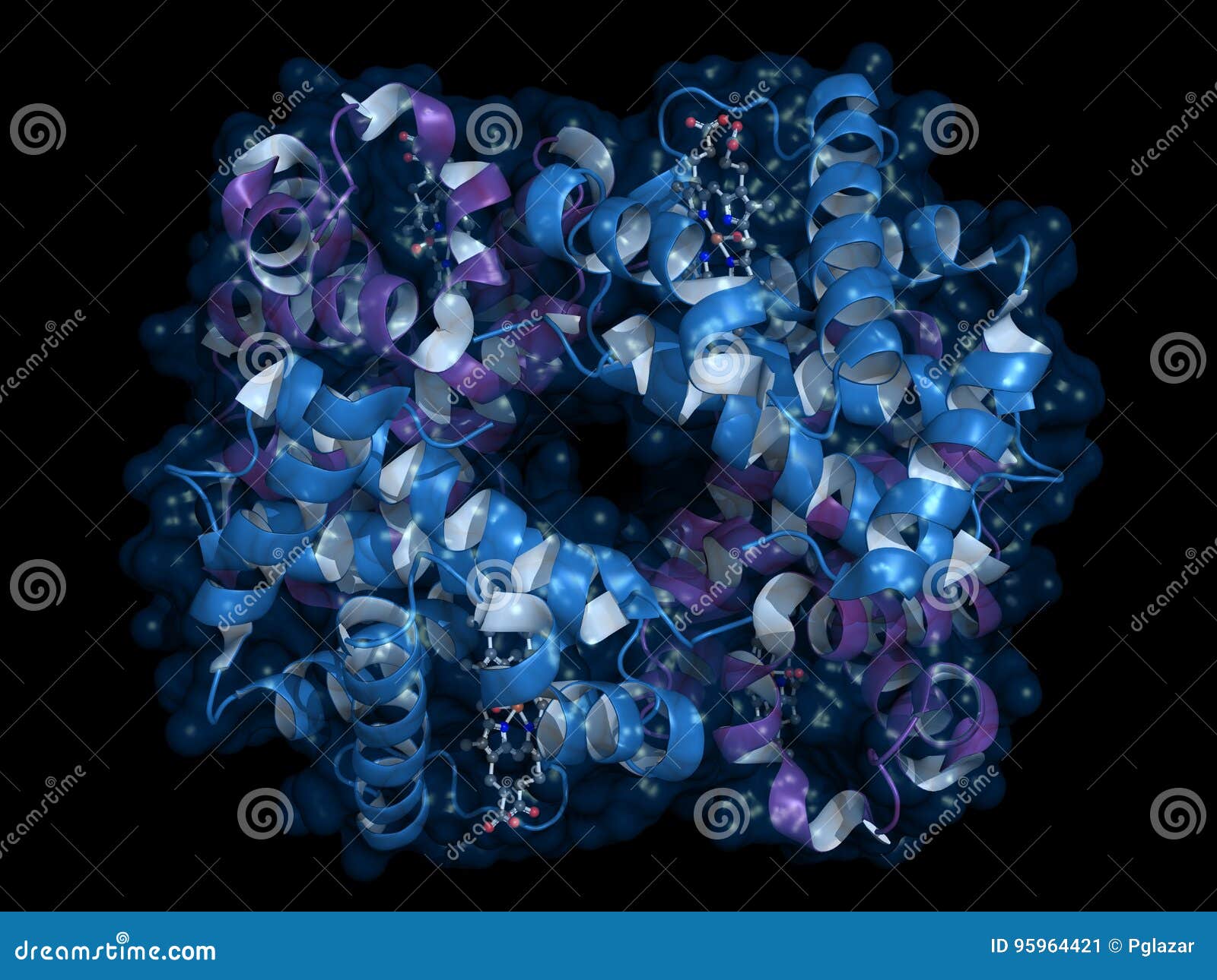 Hemoglobin molecule stock illustration. Illustration of biochemistry ...