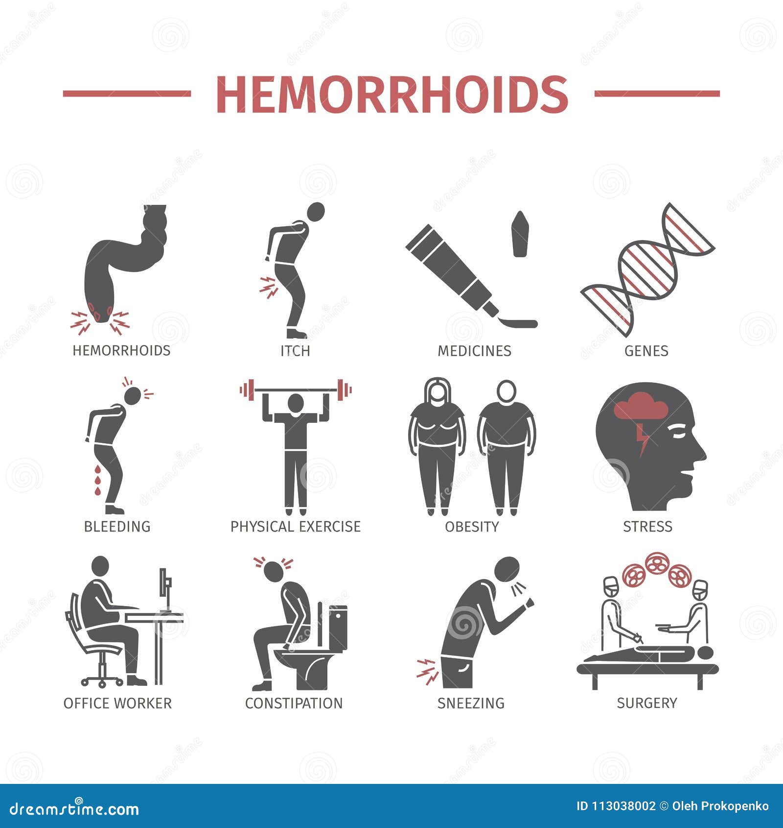 Hemorrhoids Icon Infographics. Signs For Web Graphics. Royalty-Free ...