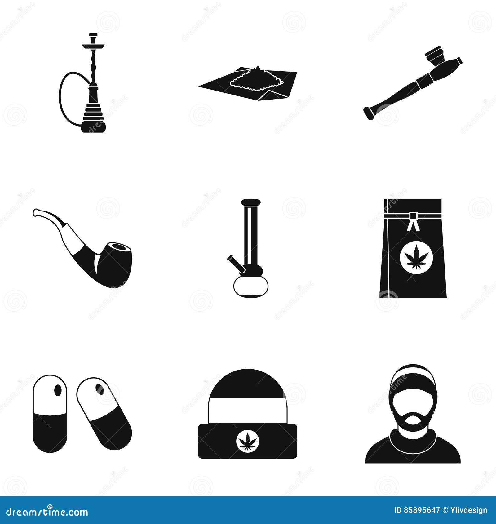 Hemp Icons Set, Simple Style Stock Vector - Illustration of icon ...