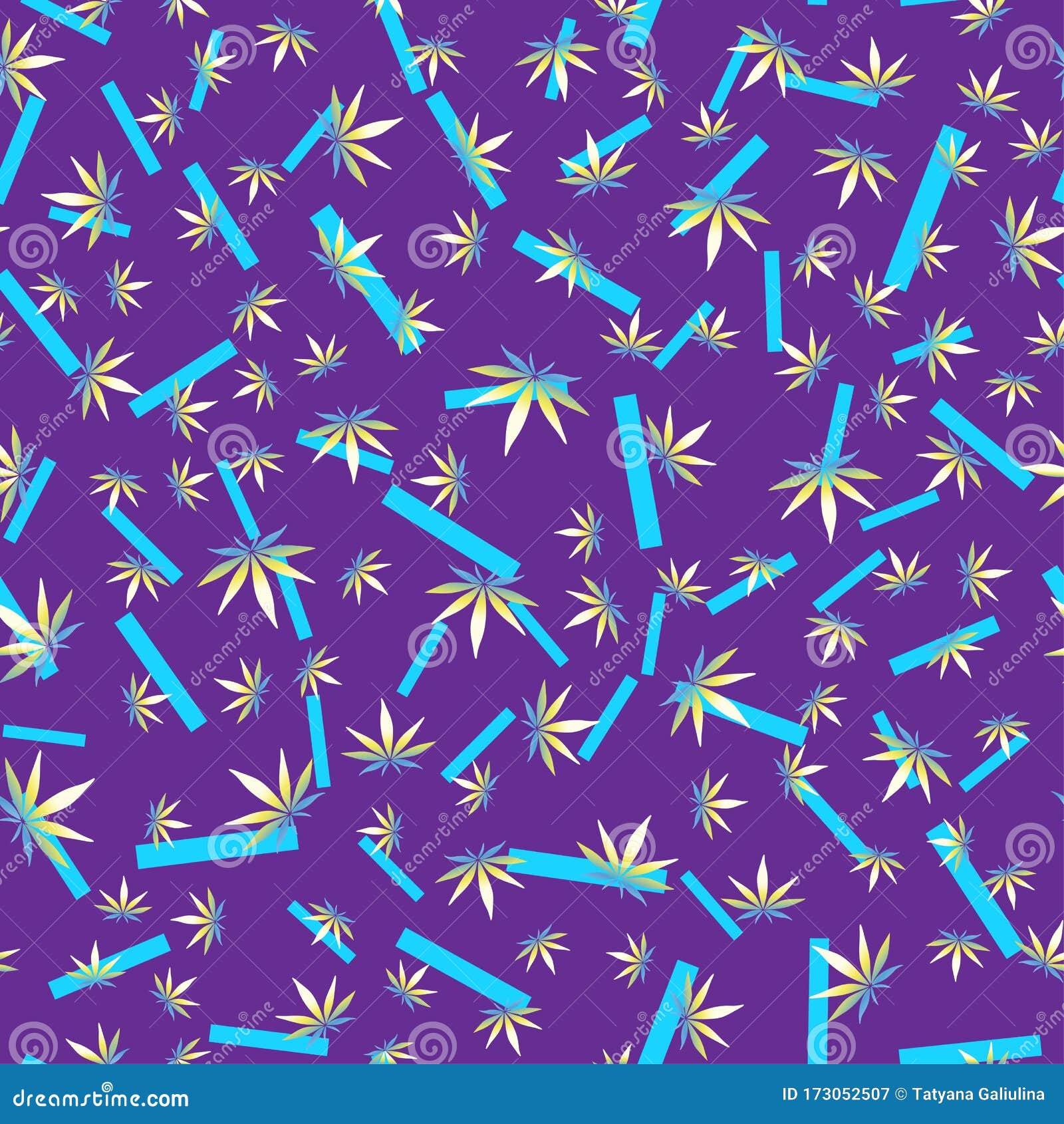 Hemp Leaves with Gradient on a Blue Background. Abstract Seamless Stock ...