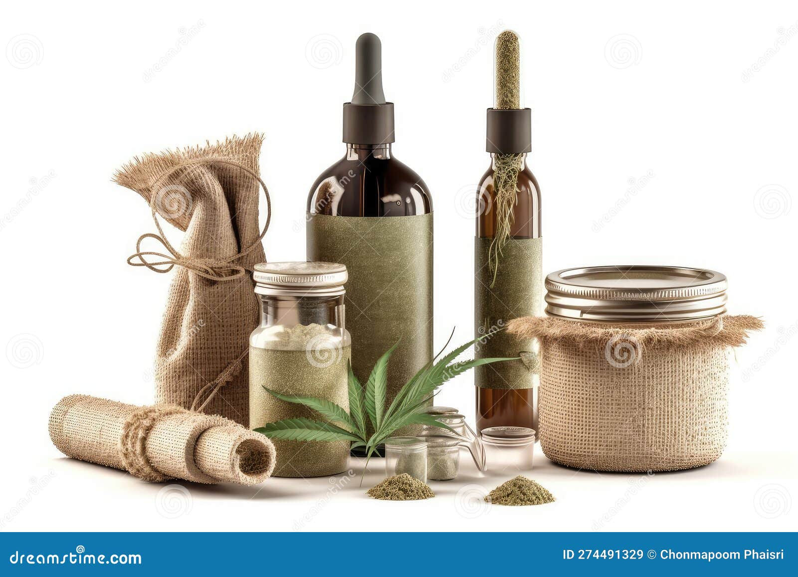 Hemp Products Set. High Resolution, Isolated on White Background. Stock ...