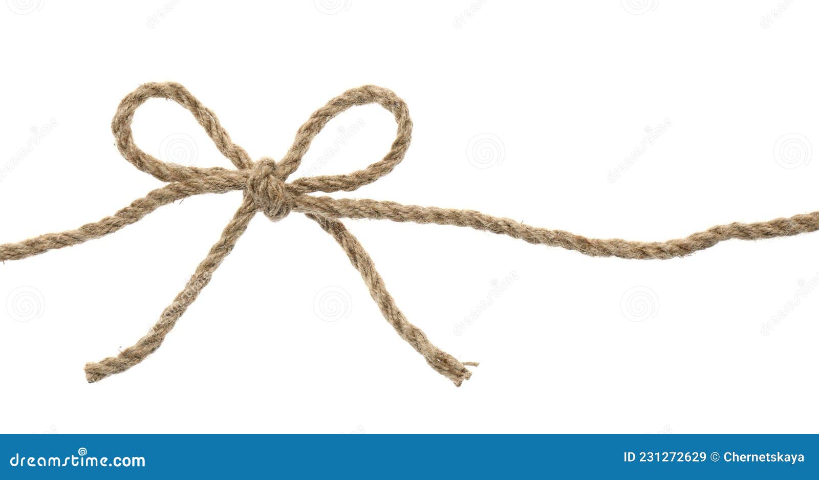 Hemp Rope with Bow Knot on White Background Stock Image - Image of ...