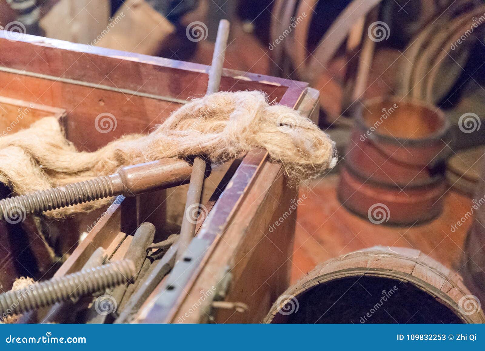Hemp Rope and Iron on the Toolbox Stock Image - Image of scratched ...