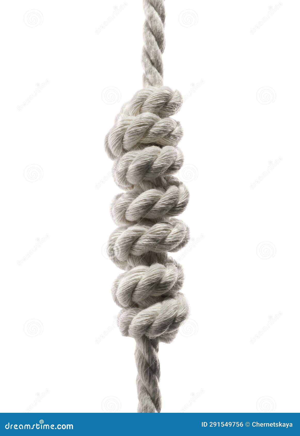 Hemp Rope with Knots Isolated on White Stock Photo - Image of fiber ...