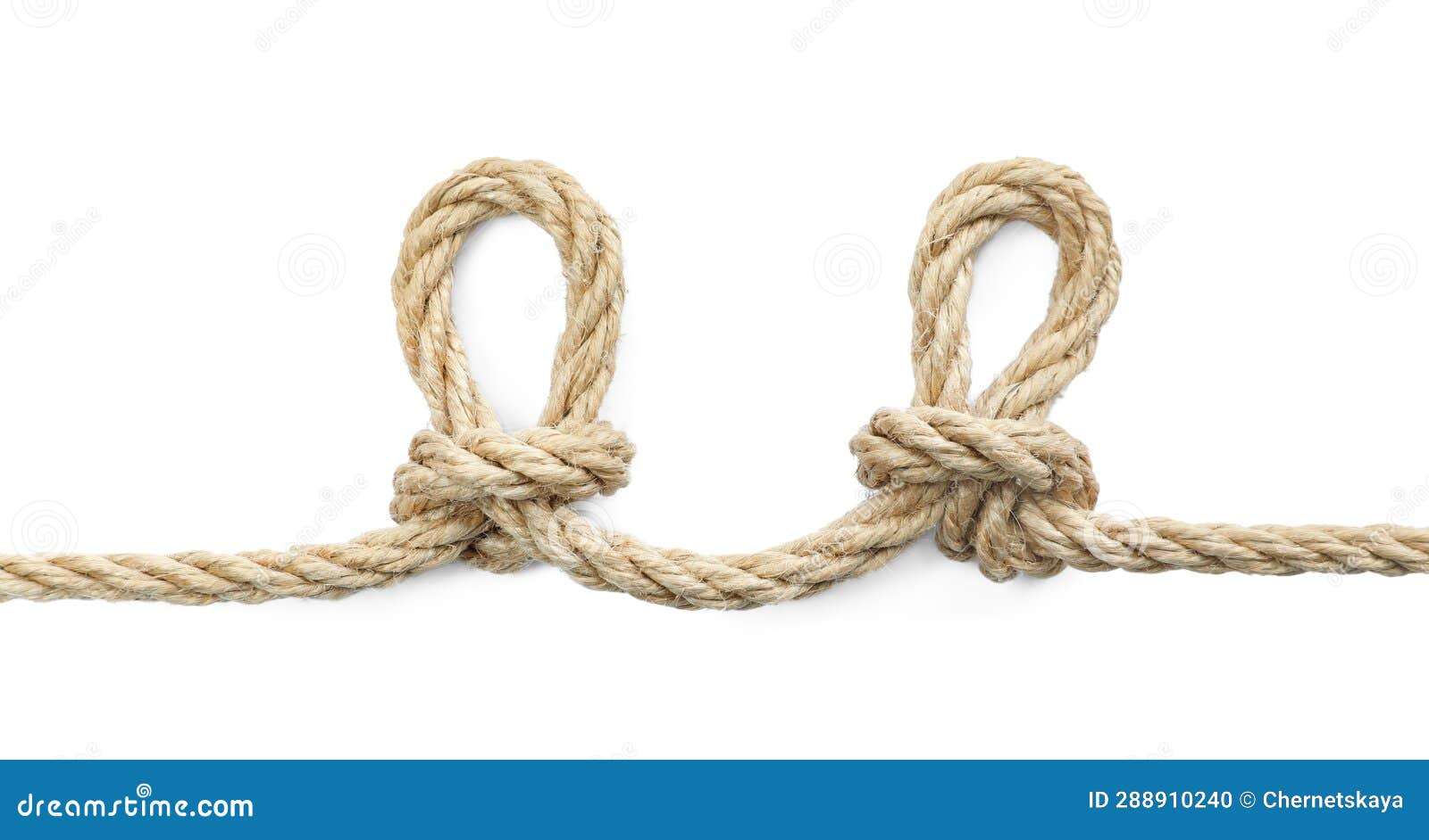 Hemp Rope with Knots Isolated on White, Top View Stock Photo - Image of ...