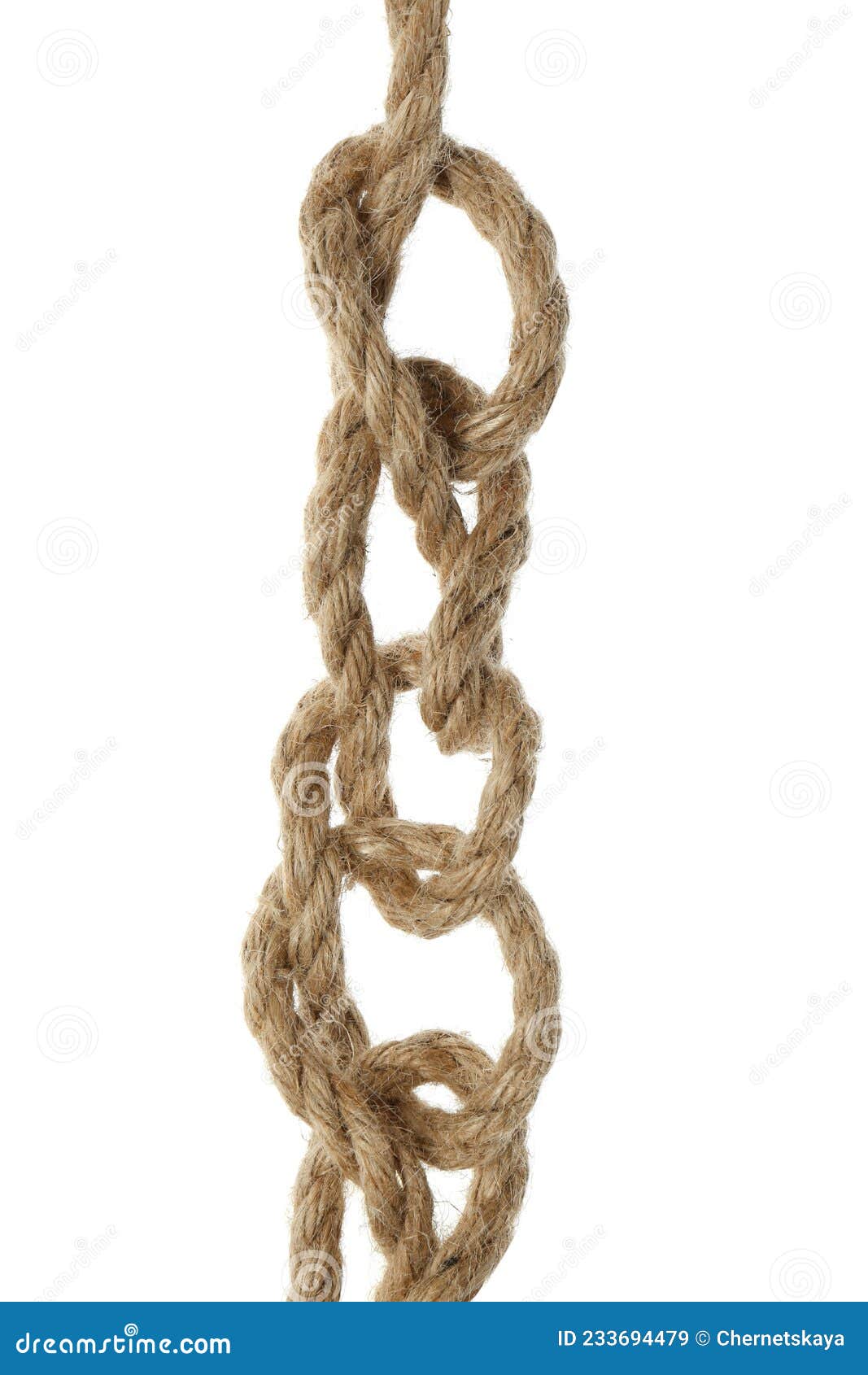 Hemp Rope with Knots on White Background Stock Image - Image of ...