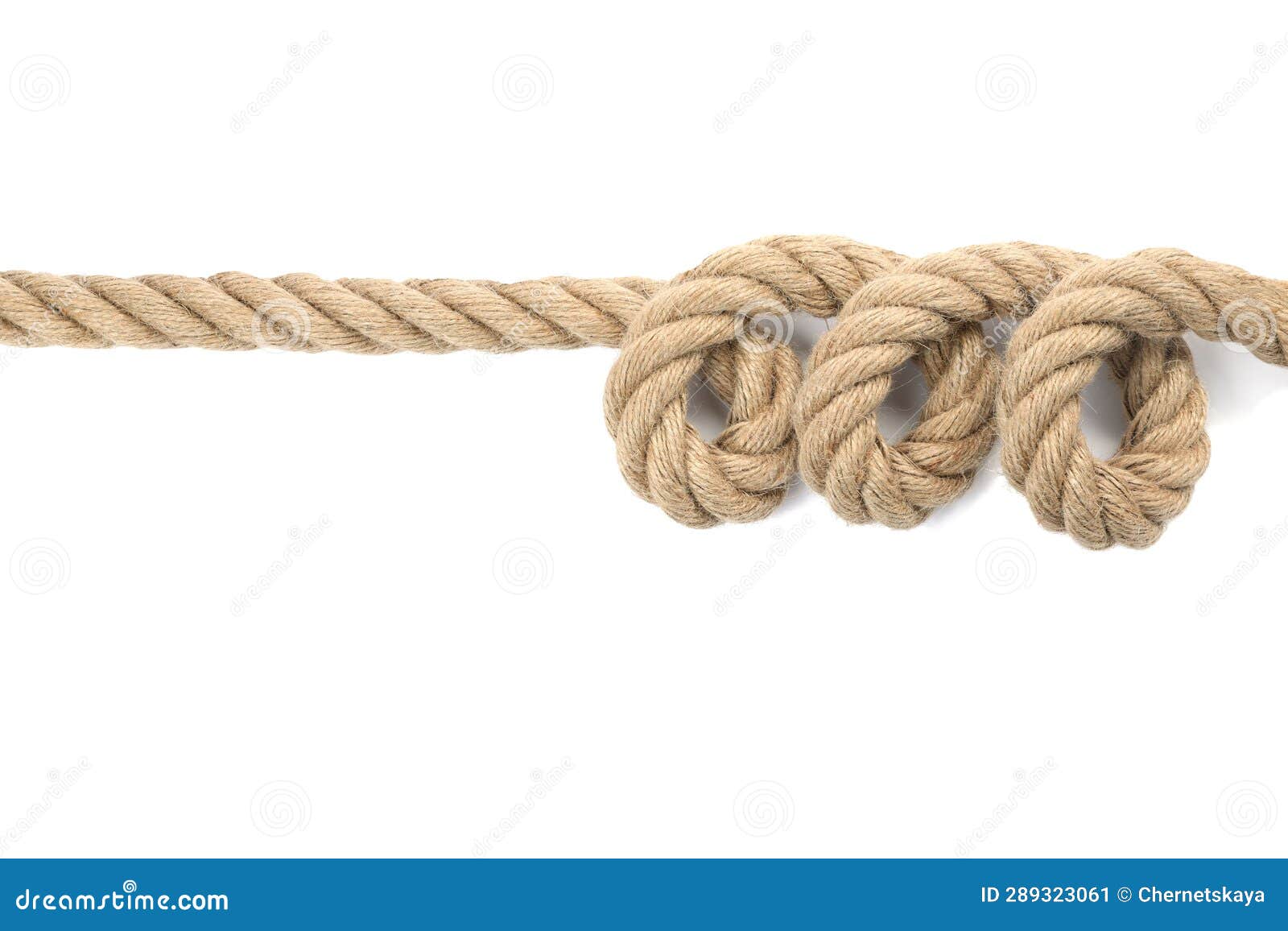 Hemp Rope with Loop Isolated on White, Top View Stock Image - Image of ...