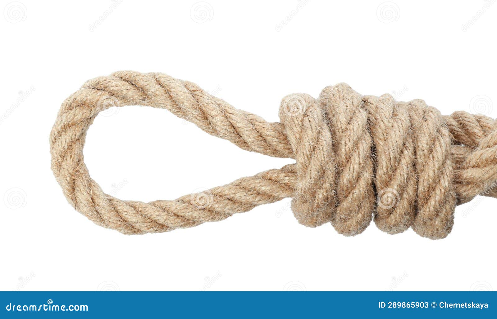 Hemp Rope with Loop Isolated on White, Top View Stock Image - Image of ...