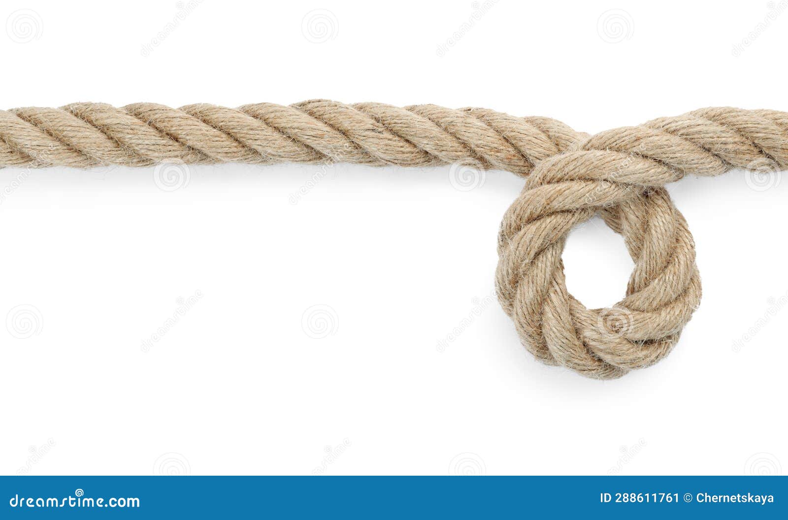 Hemp Rope with Loop Isolated on White, Top View Stock Image - Image of ...