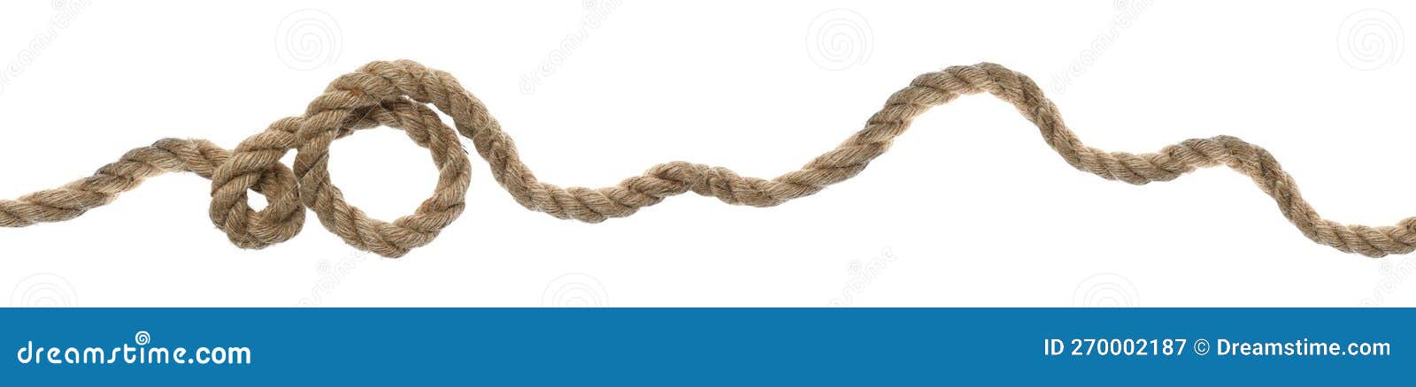 Hemp Rope with Loop on White Background Stock Image - Image of line ...