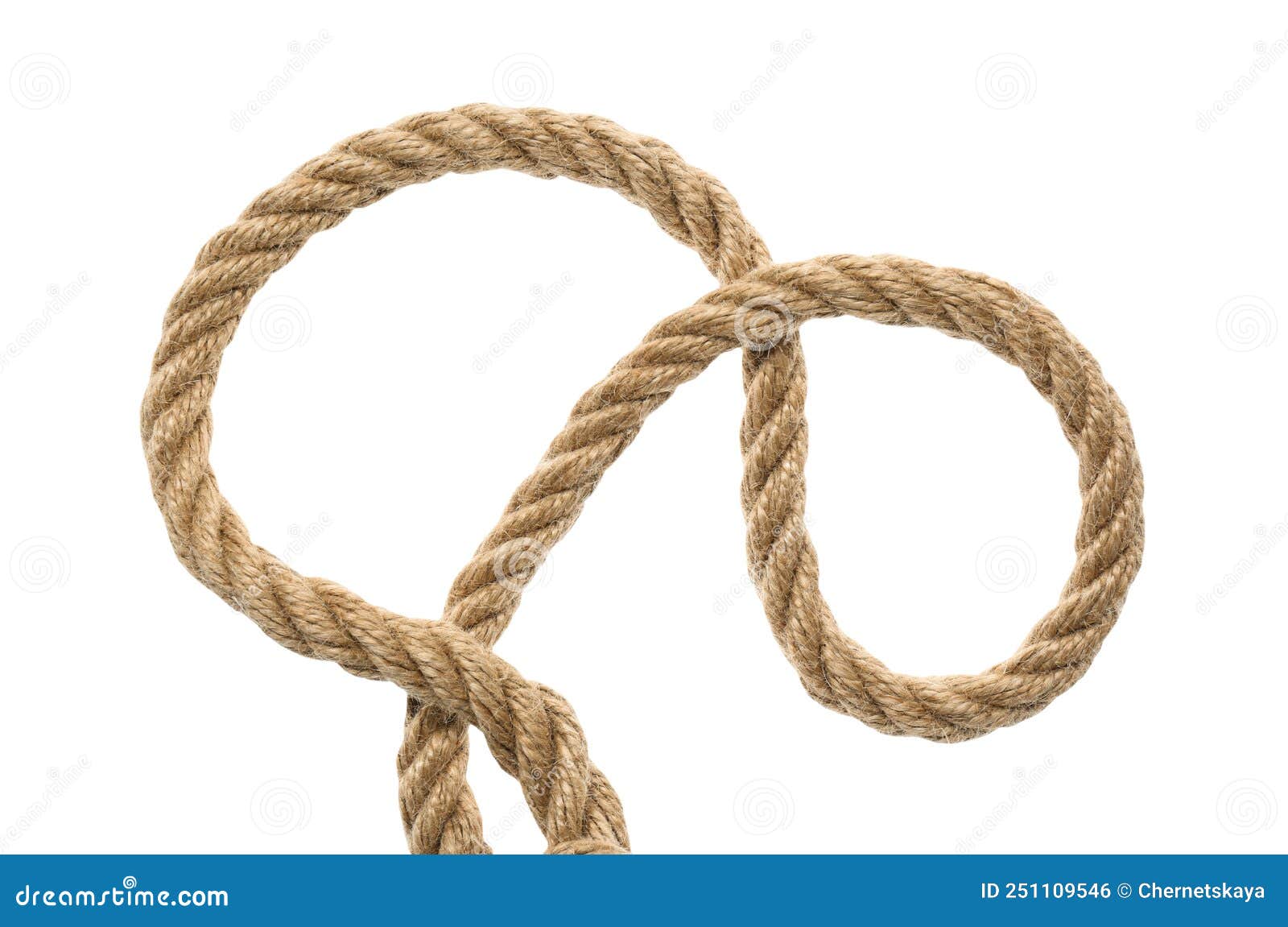 Hemp Rope with Loop on White Background Stock Photo - Image of strand ...