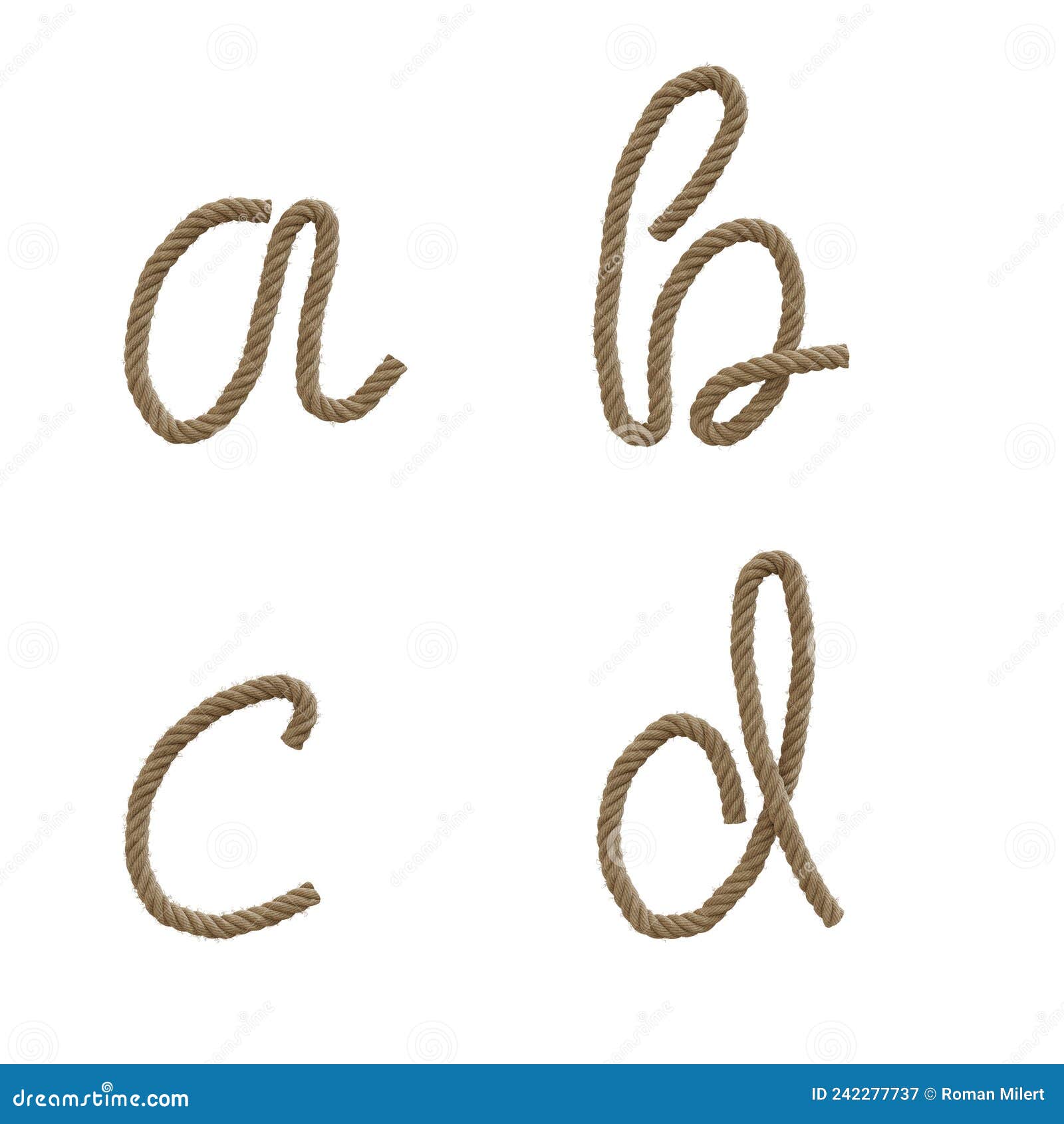 Hemp Rope Lower Case Letters Alphabet - Letters a-d Stock Illustration ...