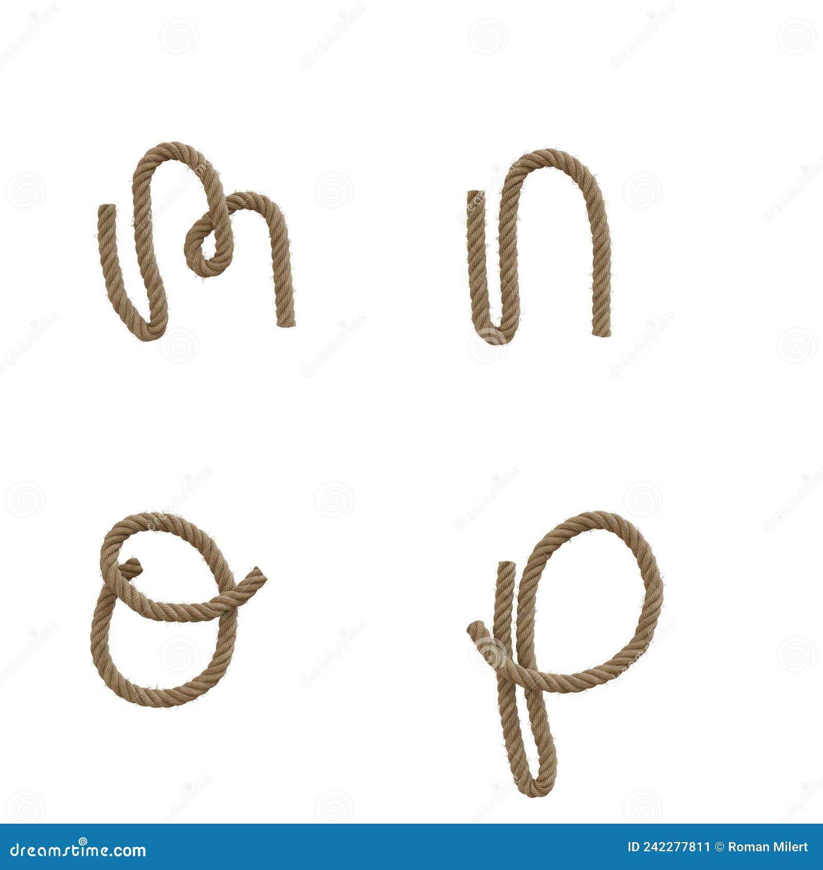 Hemp Rope Lower Case Letters Alphabet - Letters M-p Stock Illustration ...