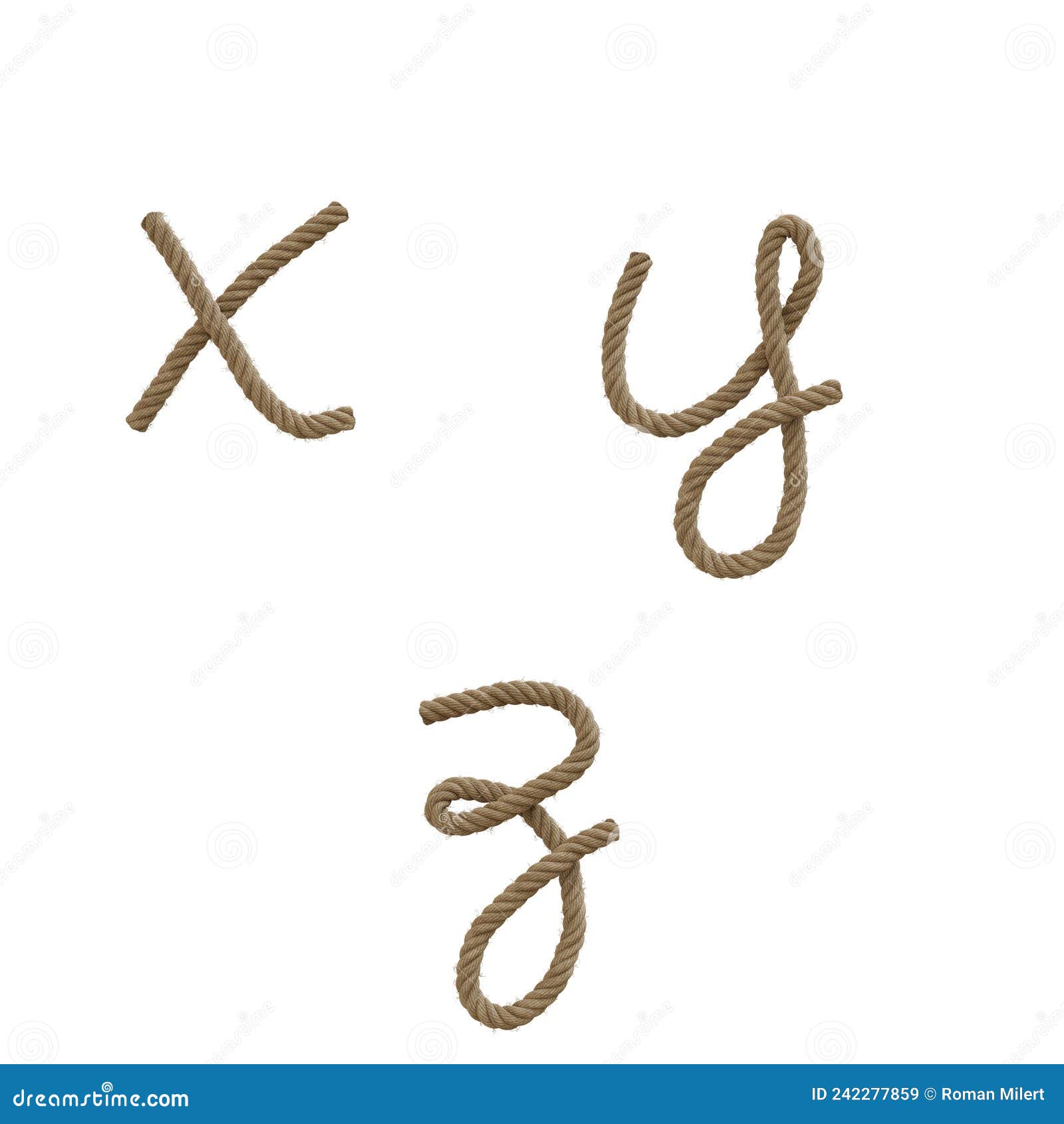 Hemp Rope Lower Case Letters Alphabet - Letters X-z Stock Illustration ...