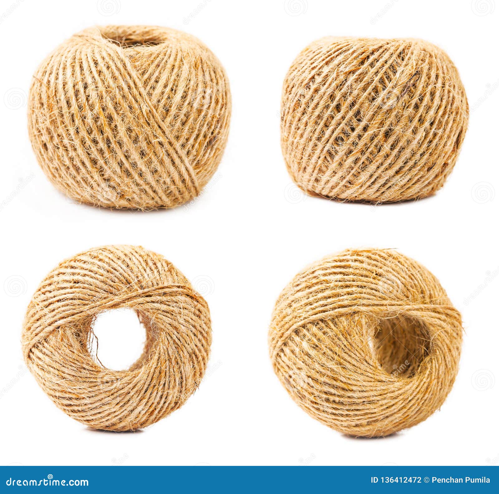 Hemp Rope Roll Isolated on White Stock Photo - Image of ball, cord ...