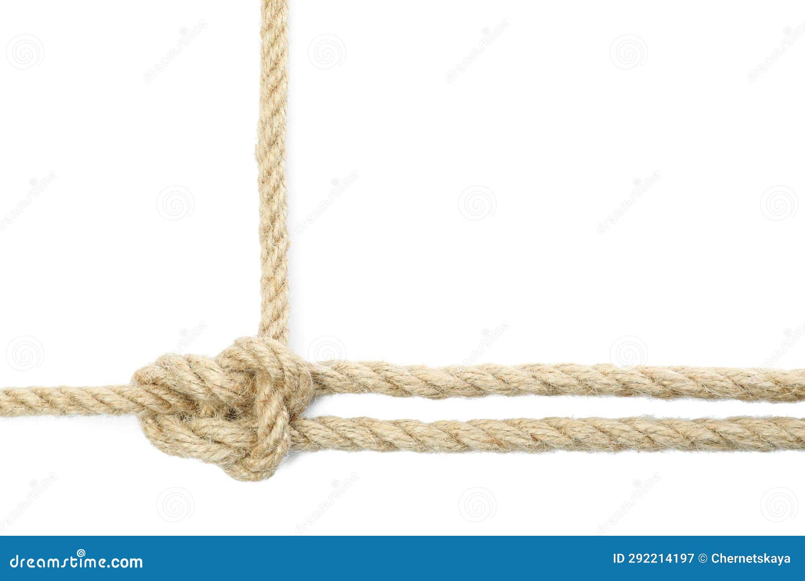 Hemp Ropes with Knot Isolated on White, Top View Stock Image - Image of ...