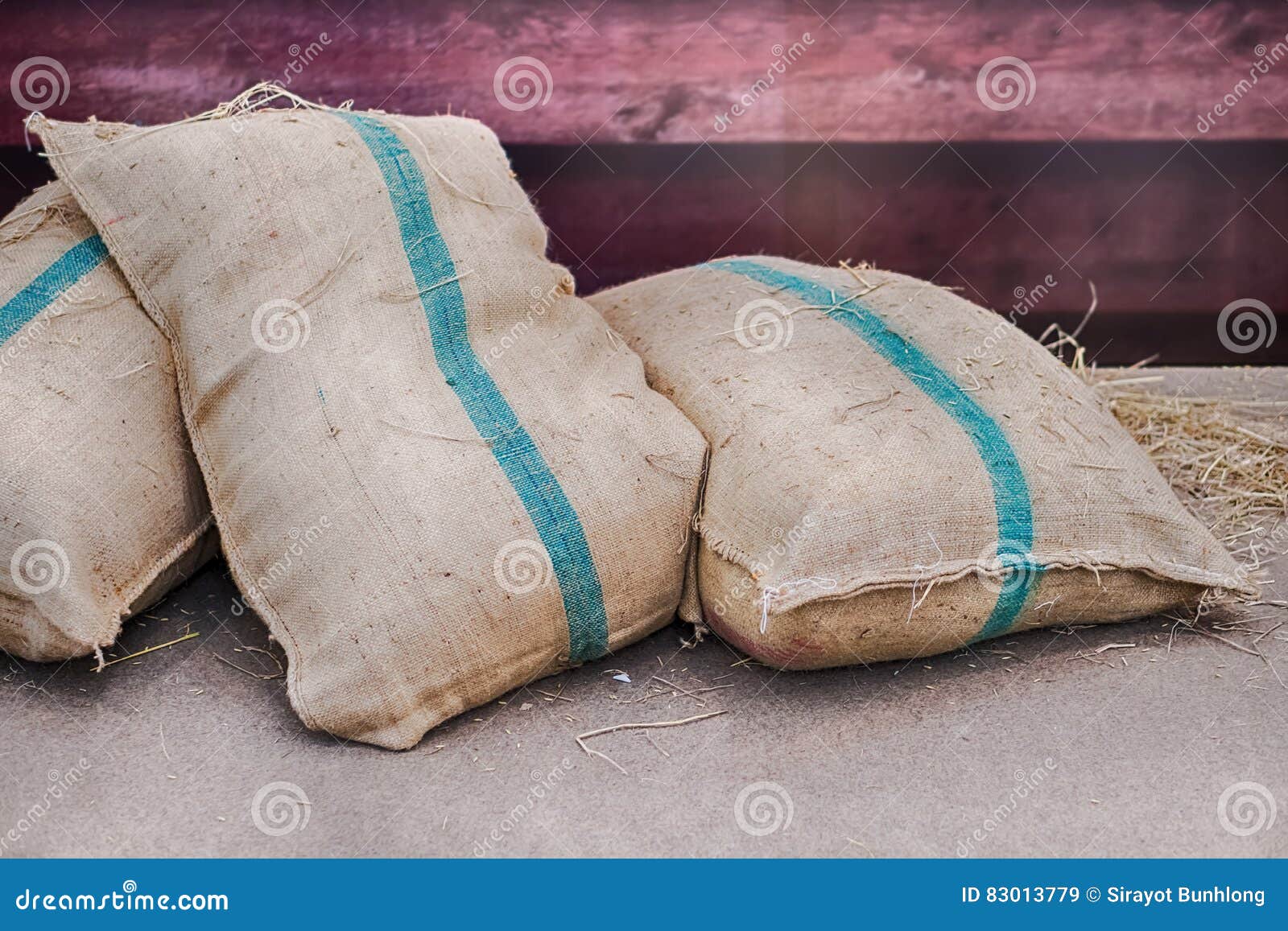 The Hemp Sacks Containing Rice Stock Image - Image of backdrop, cereal ...