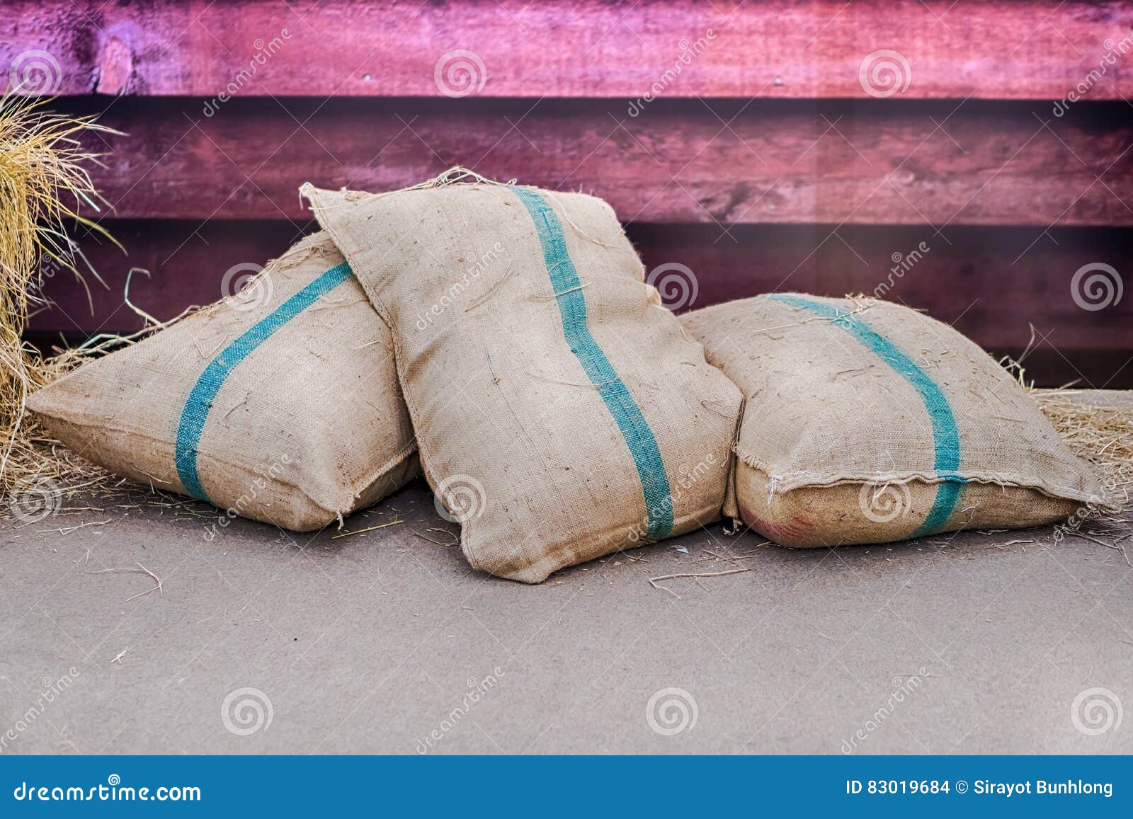 The Hemp Sacks Containing Rice Stock Photo - Image of plant, food: 83019684