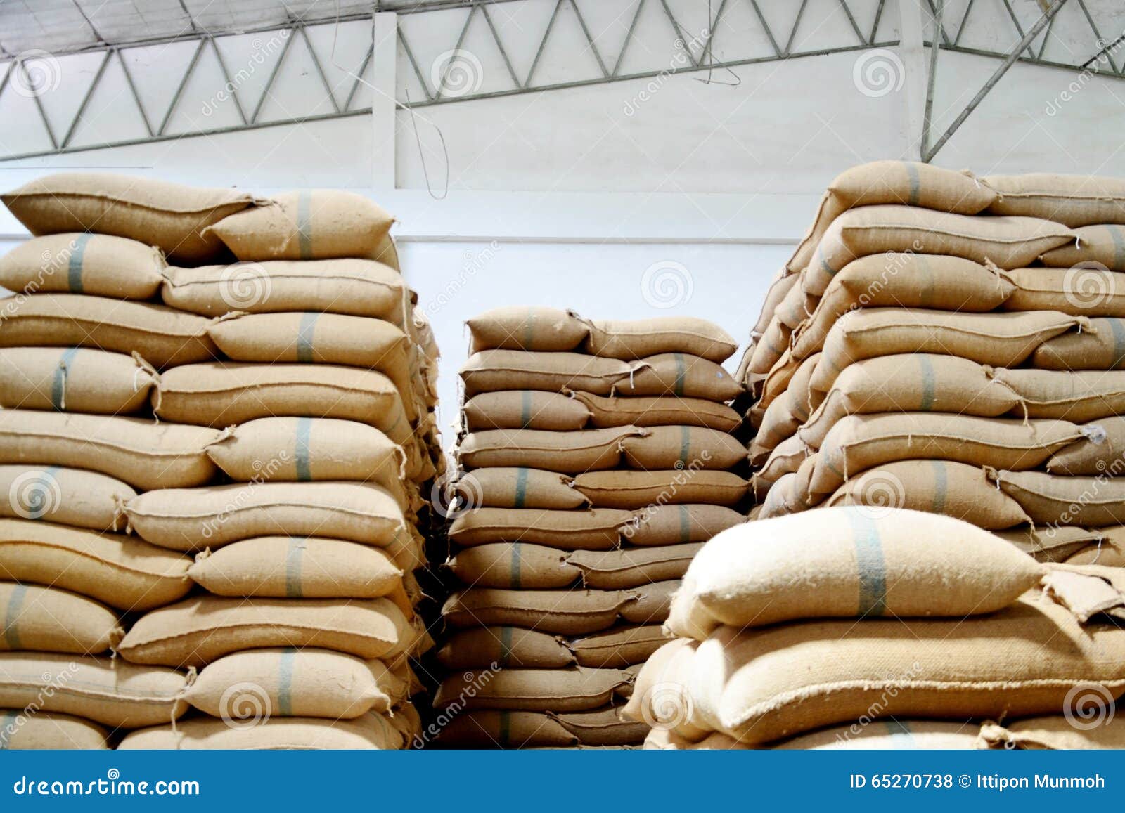 Hemp sacks containing rice stock photo. Image of plant - 65270738