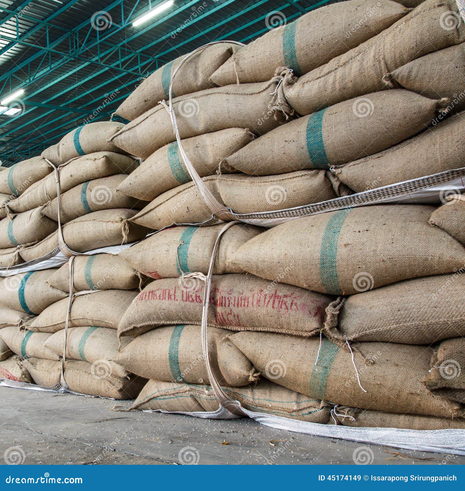 Hemp sacks stock image. Image of food, rice, heap, industry - 45174149