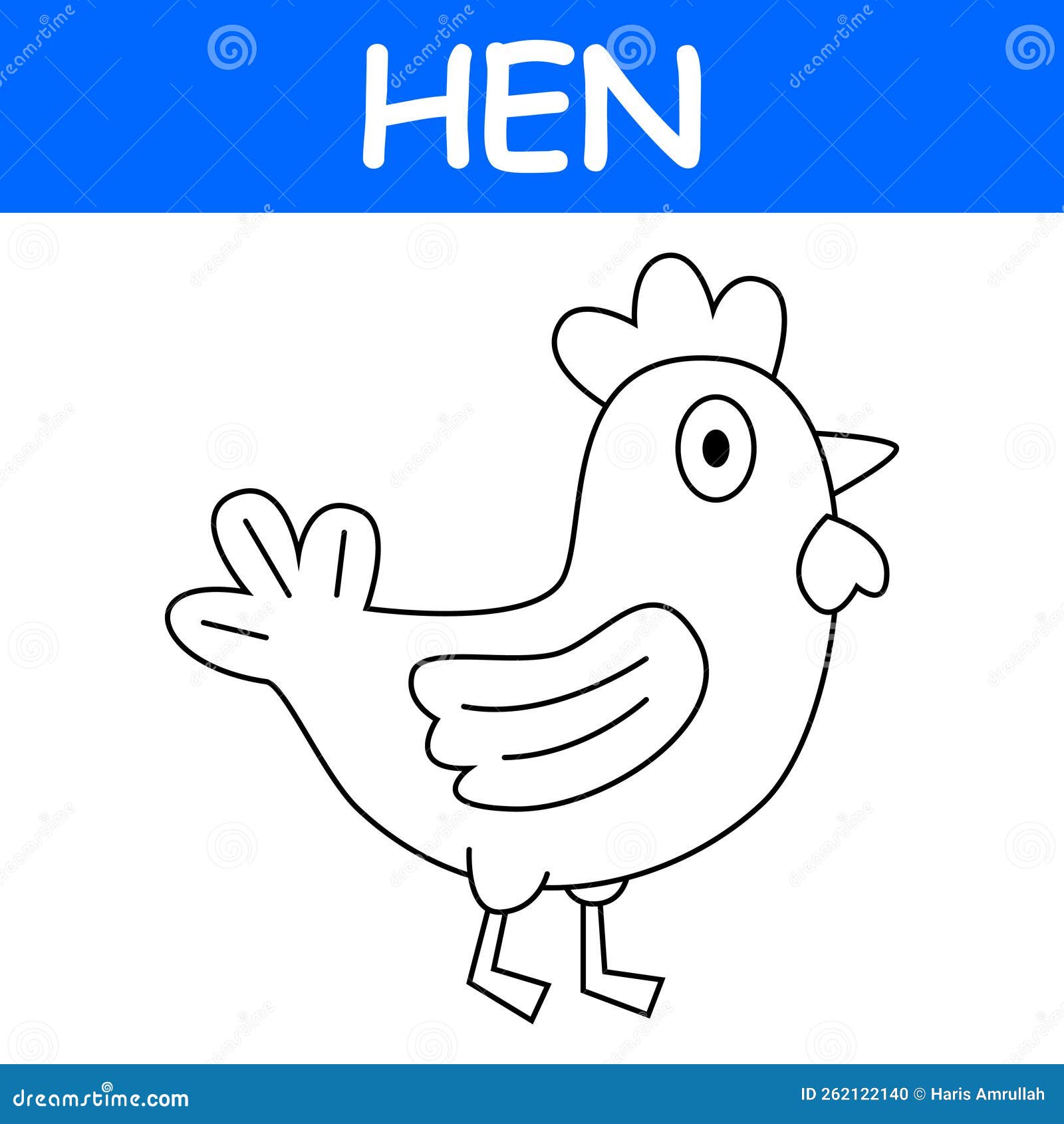 Kids Line Illustration Coloring Hen Stock Vector - Illustration of page ...