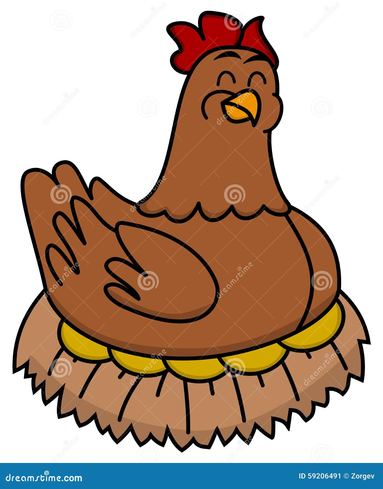 A hen brooding eggs stock illustration. Illustration of easter - 59206491