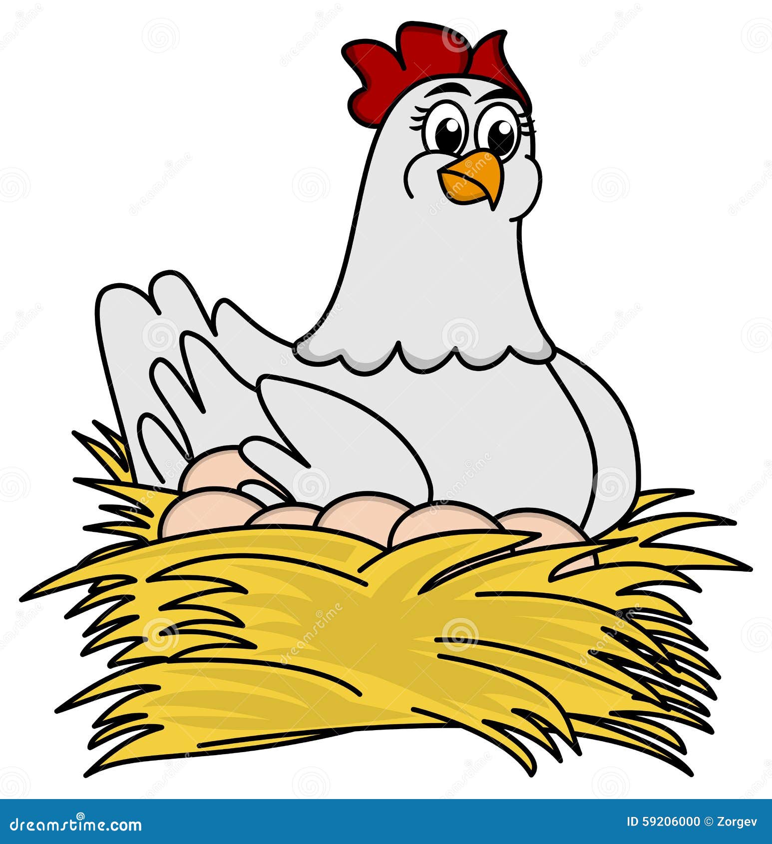 Hen Brooding Eggs For Coloring Royalty-Free Illustration ...