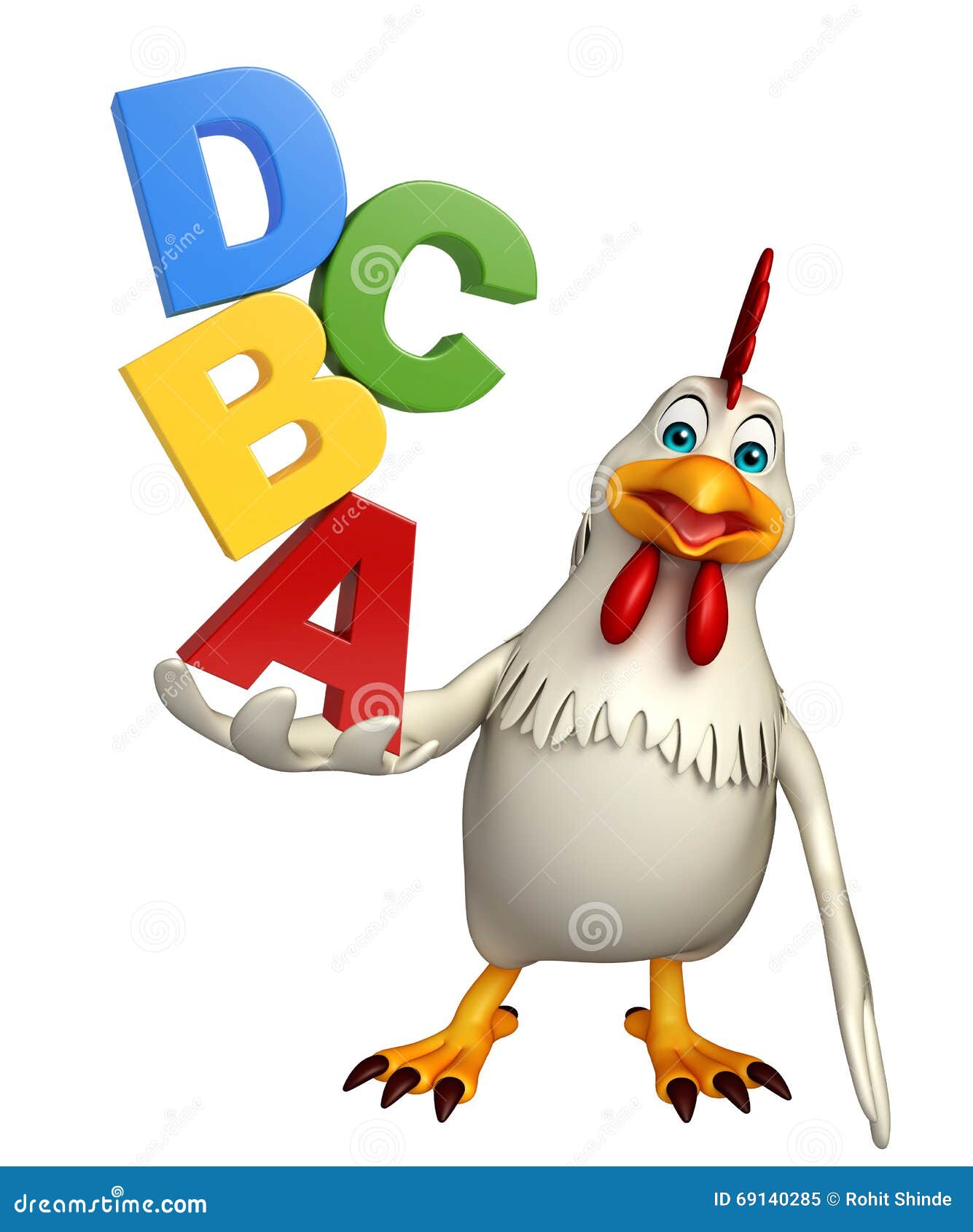 Hen Cartoon Character with Abcd Sign Stock Illustration - Illustration ...
