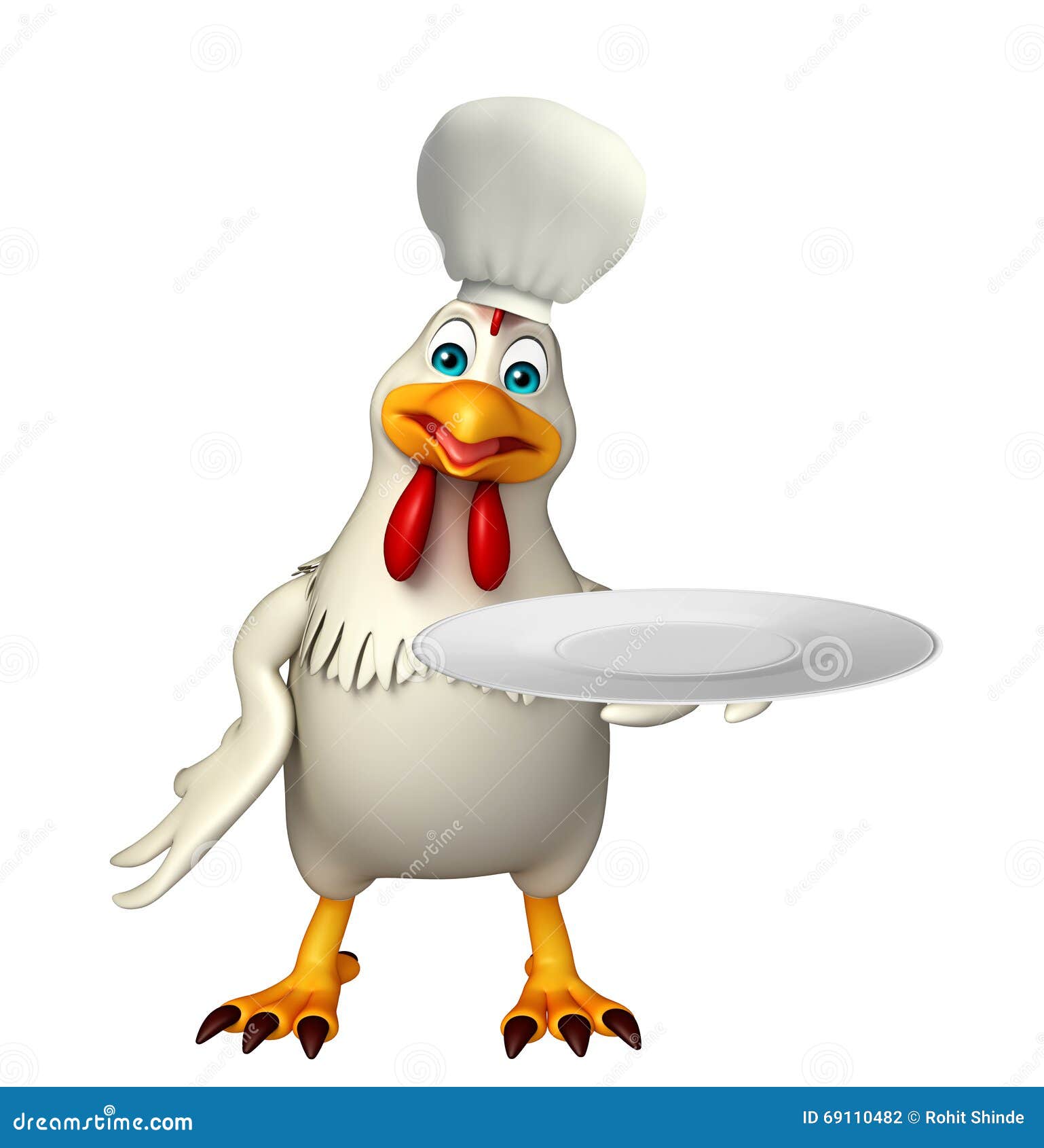 Hen Cartoon Character with Chef Hat and Dinner Plate Stock Illustration ...