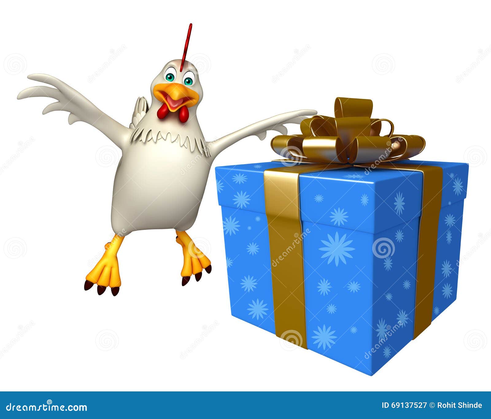 Hen Cartoon Character with Giftbox Stock Illustration - Illustration of ...