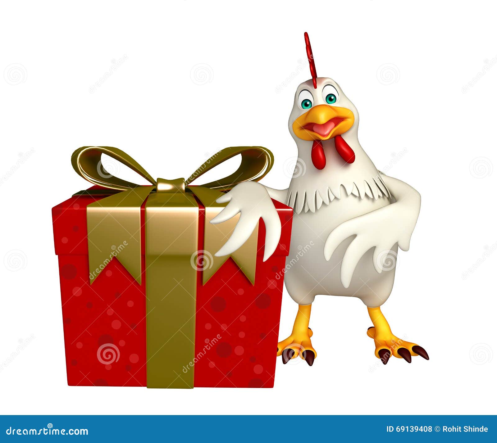 Hen Cartoon Character with Giftbox Stock Illustration - Illustration of ...