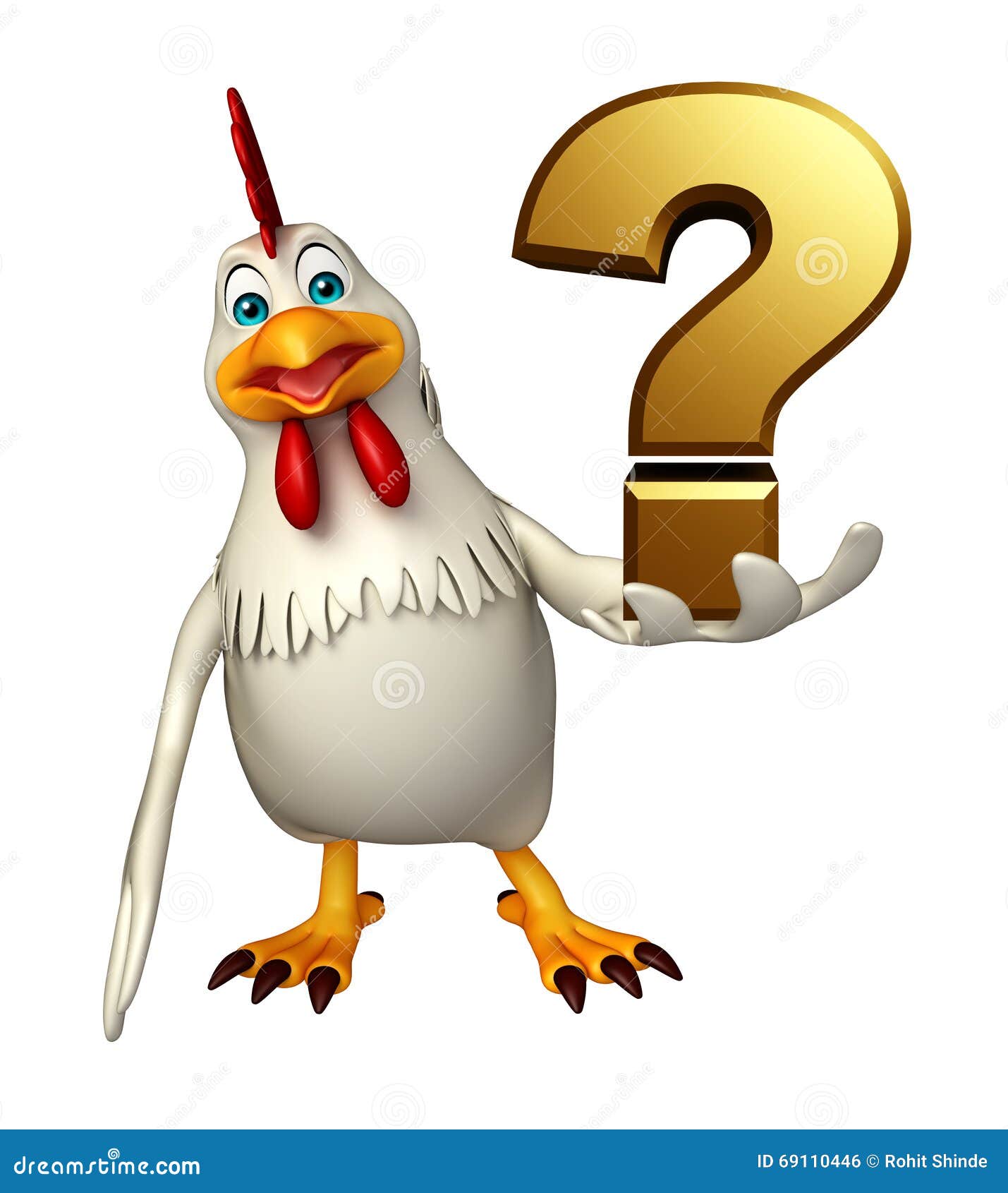 Hen Cartoon Character with Question Mark Sign Stock Illustration ...