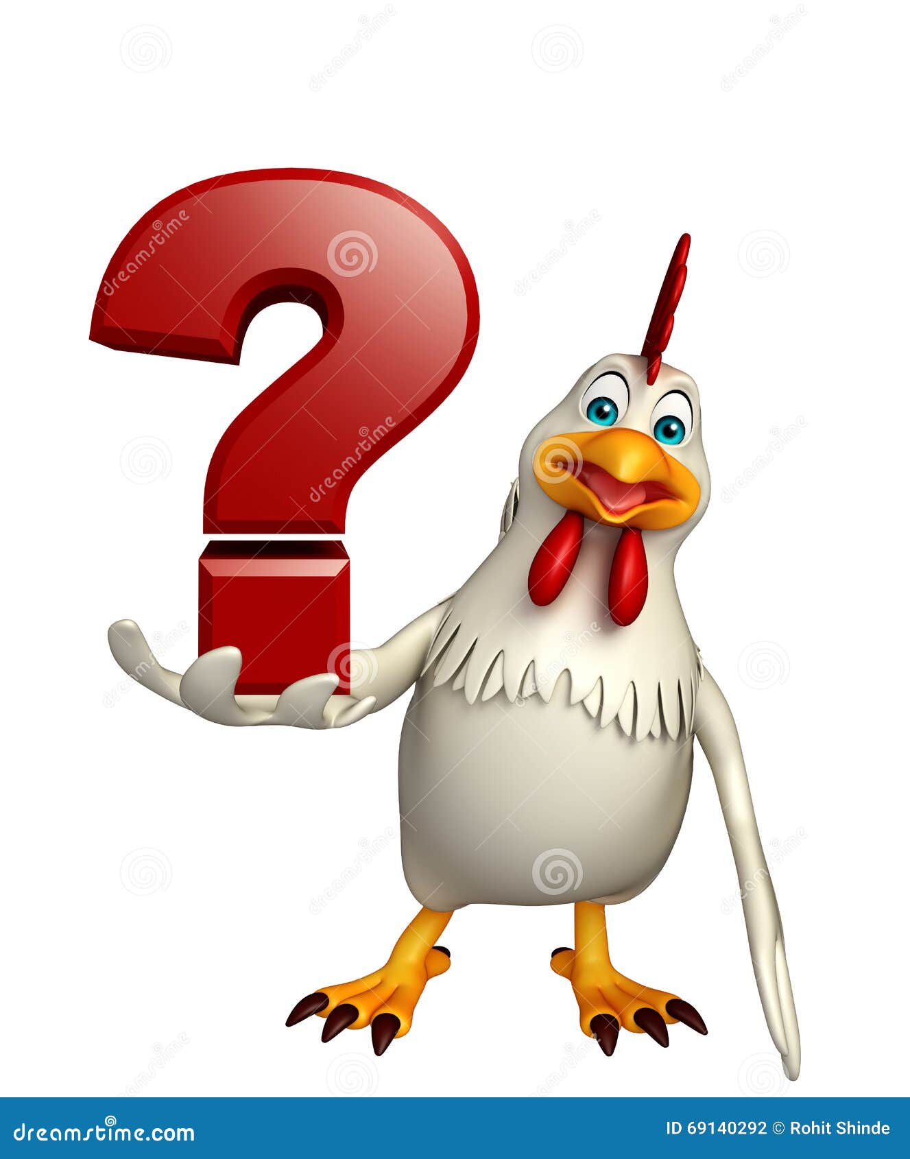 Hen Cartoon Character with Question Sign Stock Illustration ...