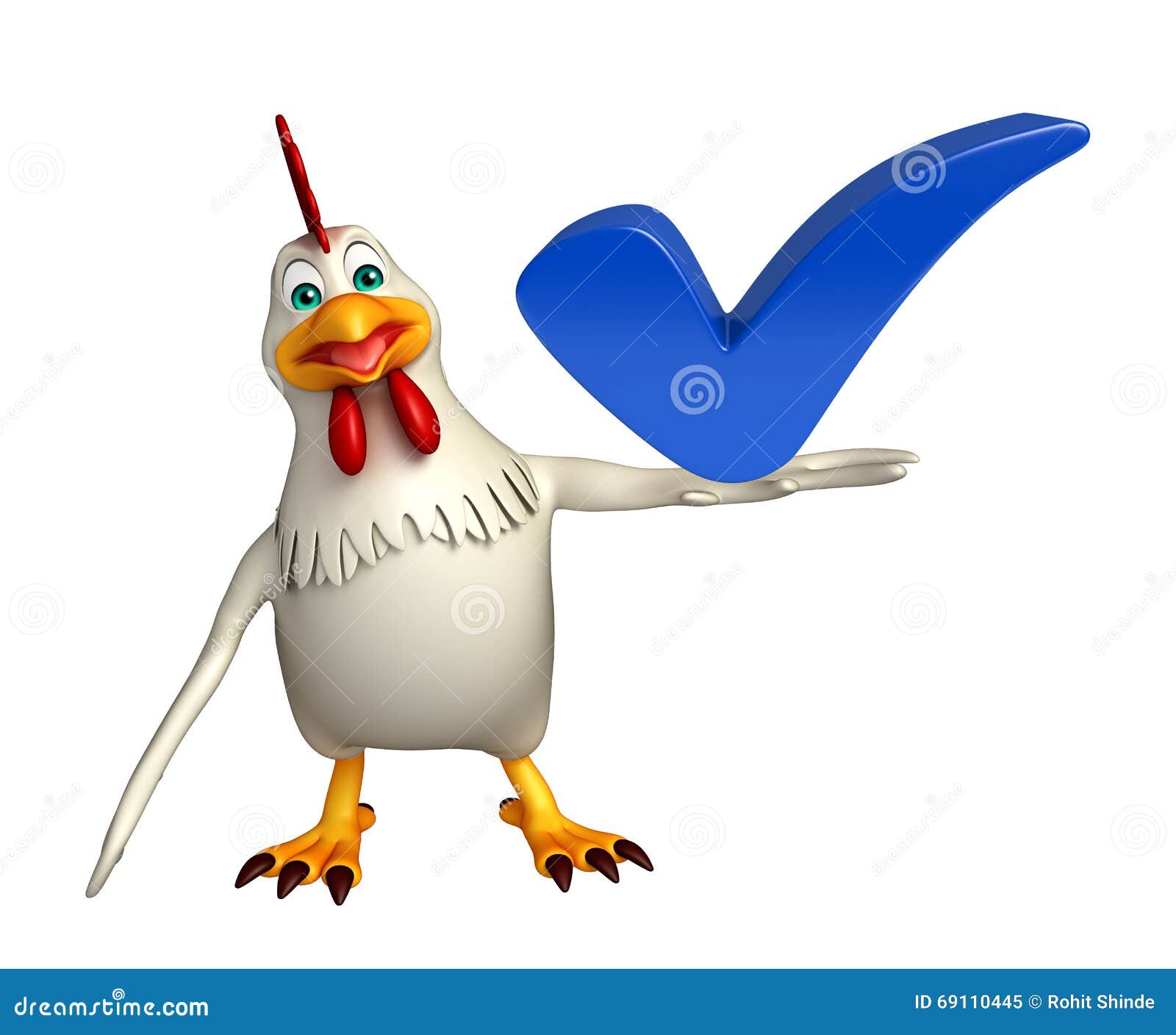 Hen Cartoon Character with Right Sign Stock Illustration - Illustration ...
