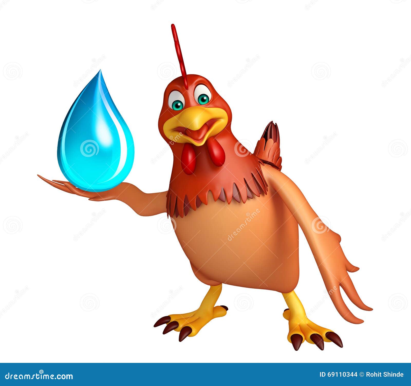 Hen Cartoon Character with Water Drop Stock Illustration - Illustration ...