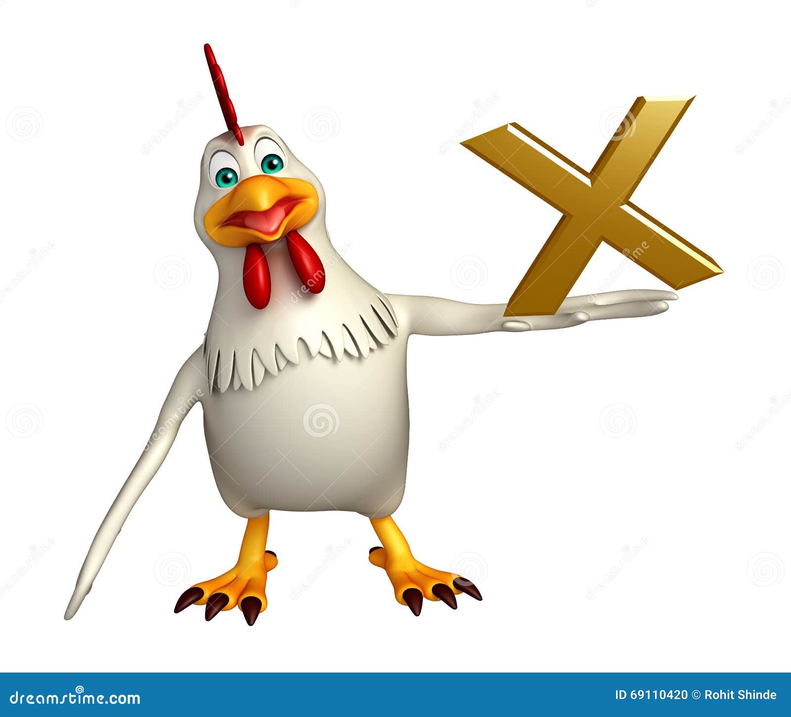 Hen Cartoon Character with Wrong Sign Stock Illustration - Illustration ...