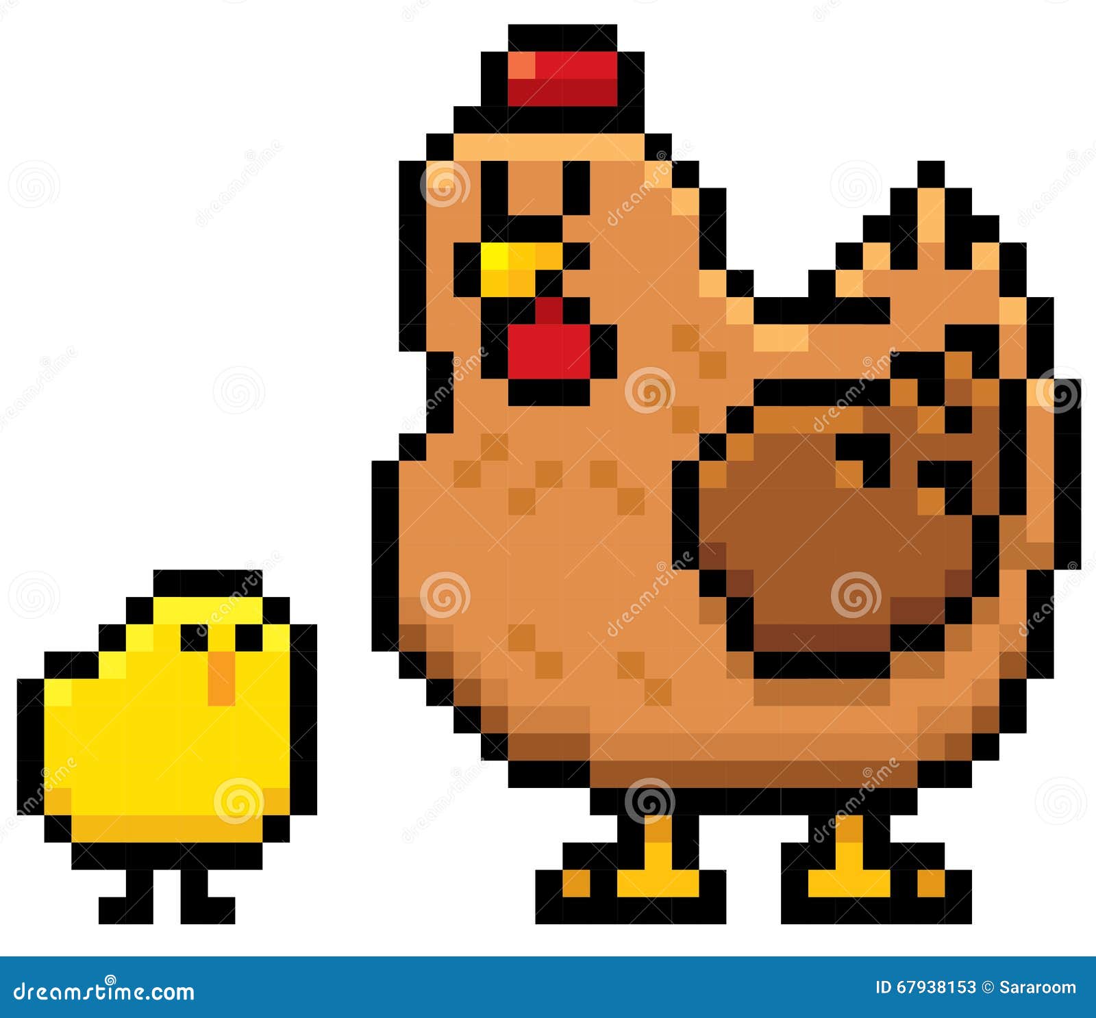 Chick Pixel Art. Little Chicken 8 Bit Vector Illustration ...