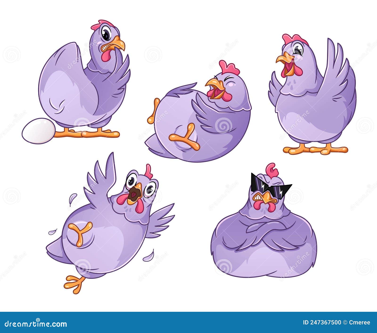 Hen, set of illustrations stock vector. Illustration of funny - 247367500