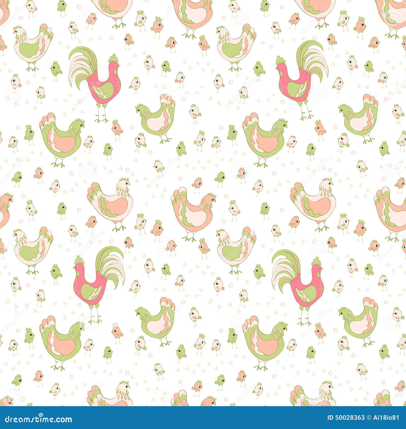 Hen and Chicks Seamless Pattern Stock Vector - Illustration of graphic ...