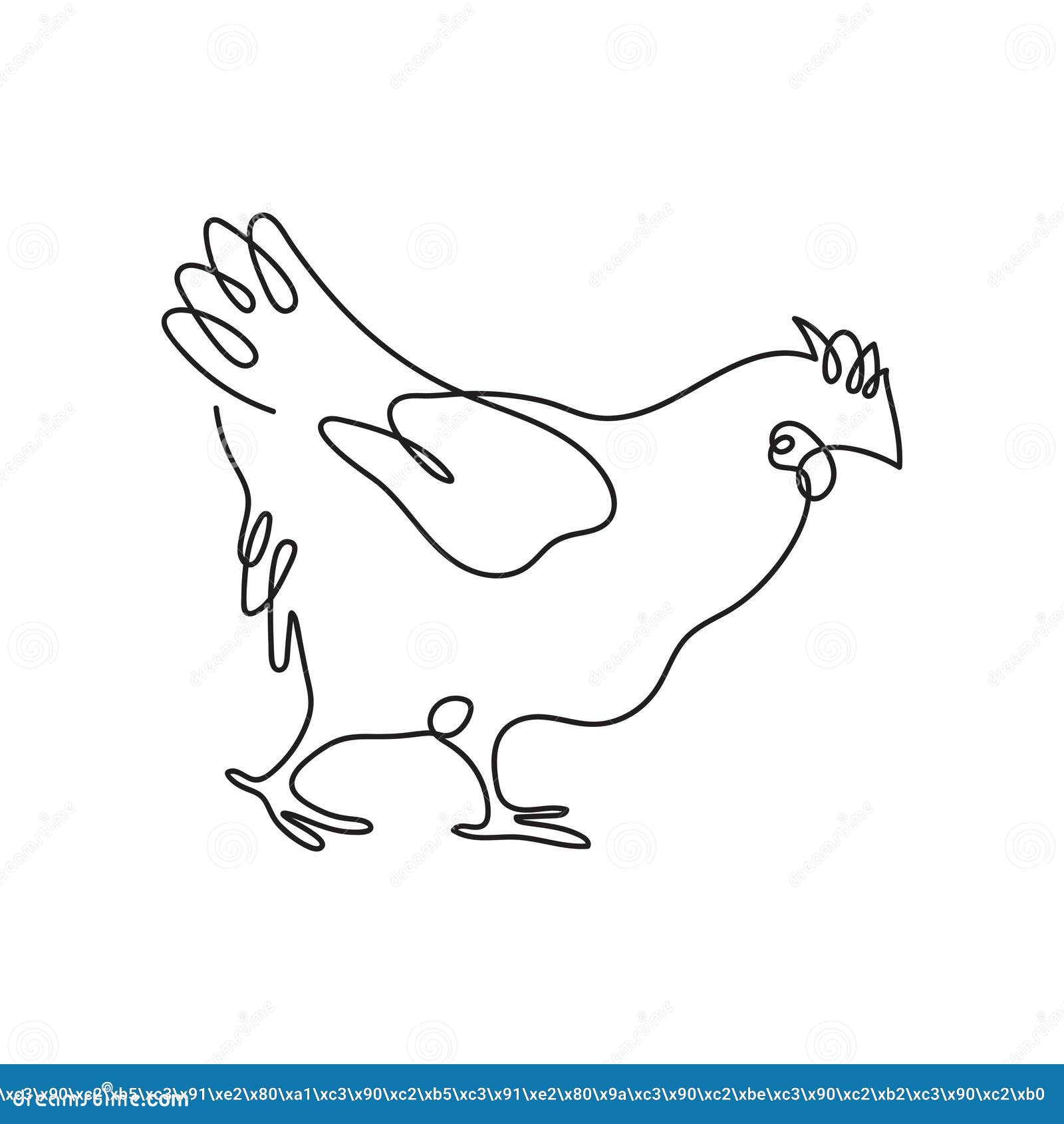 Hen Drawn in One Line. Vector Image of a Chicken Stock Vector ...