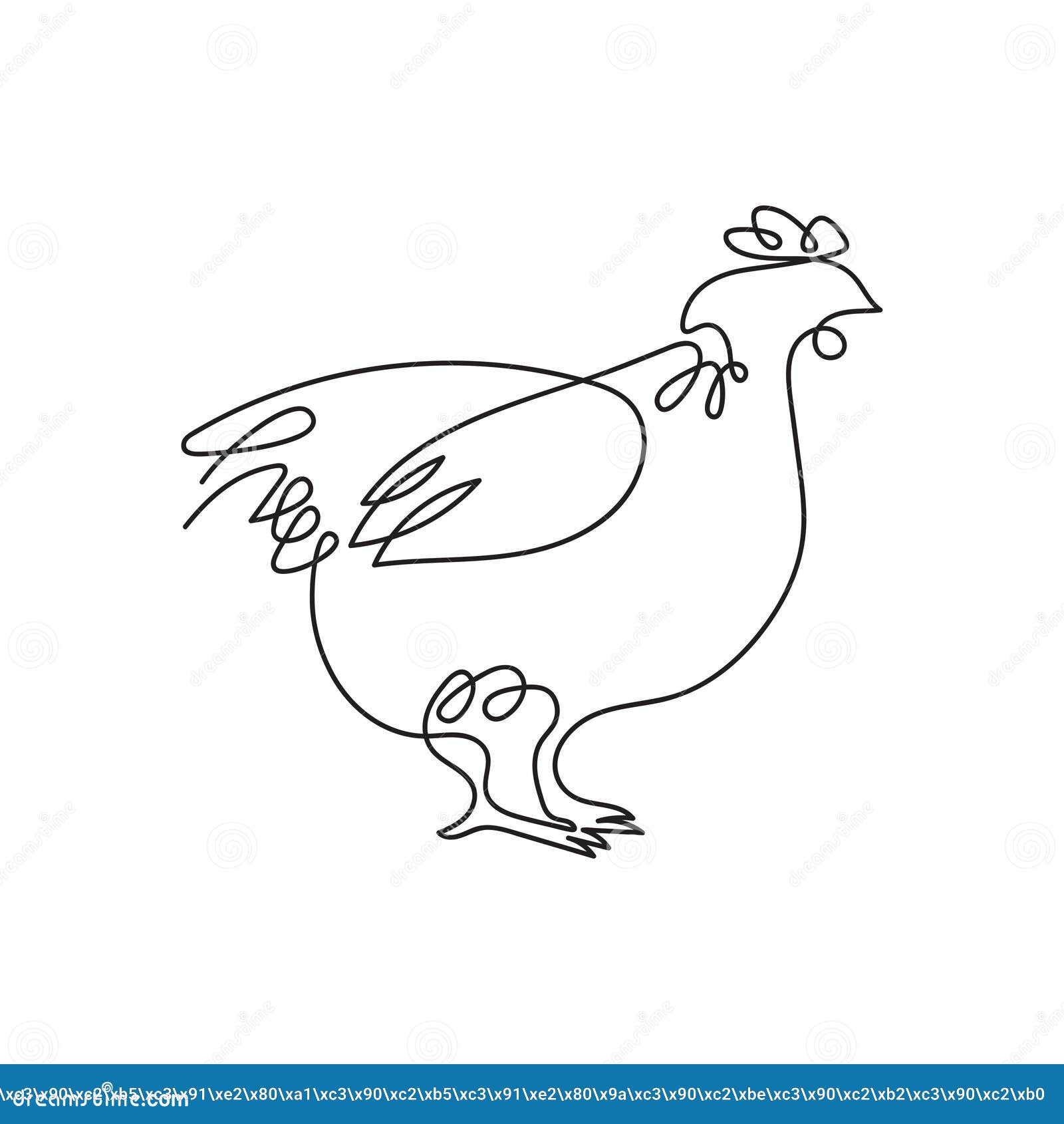 Hen Drawn in One Line. Vector Image of a Chicken Stock Vector ...